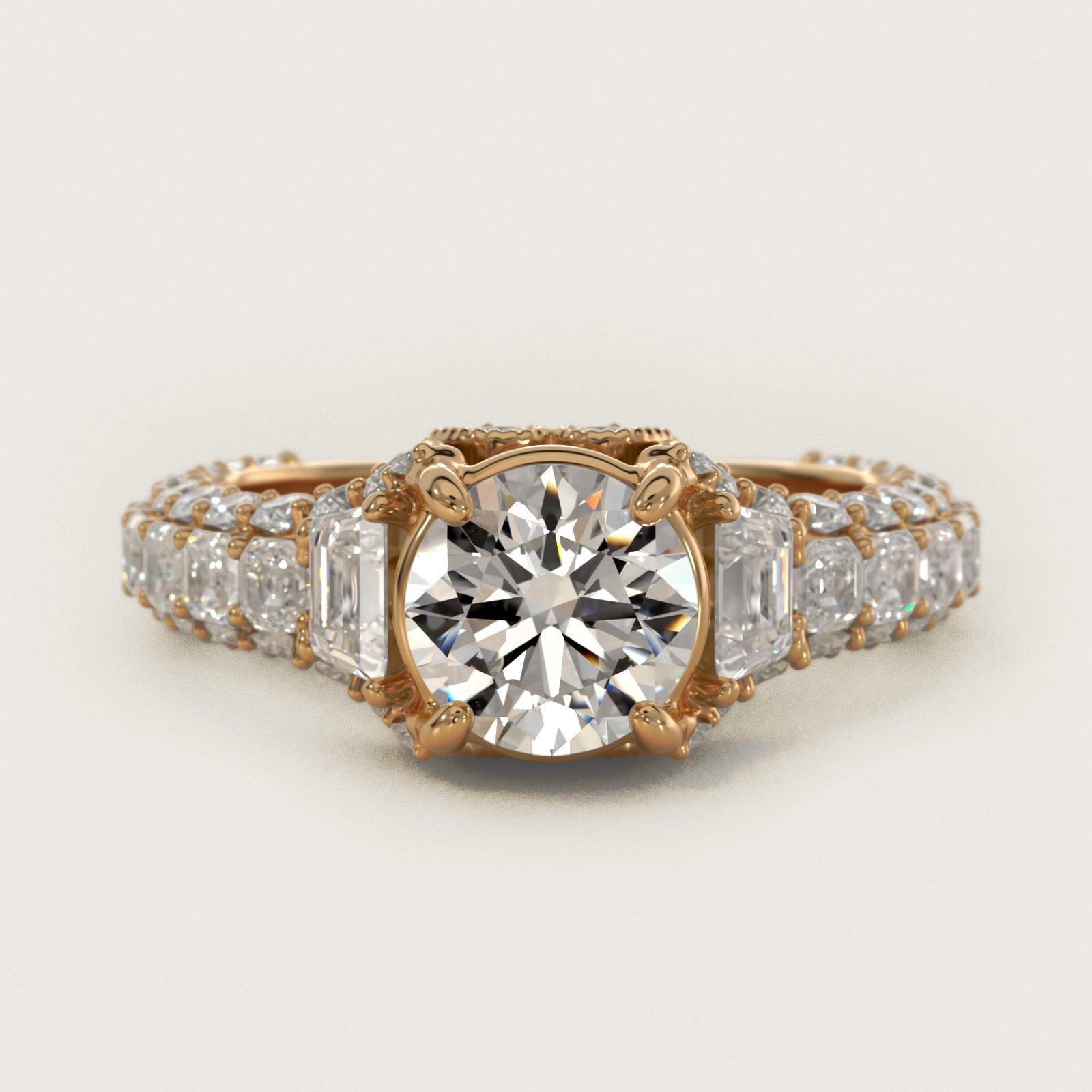 Grandeur Trapezoid Diamond Engagement Ring in 14K Yellow Gold (2 1/4 ct ...