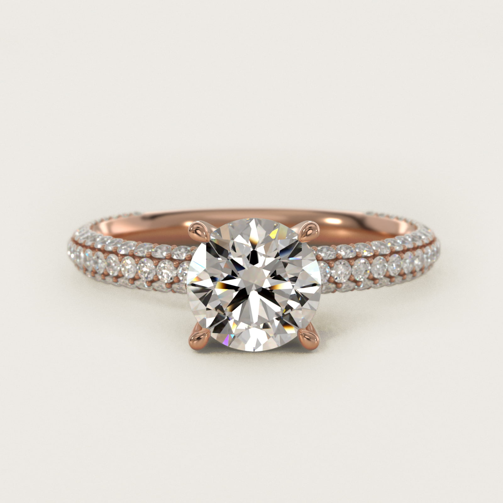 The Gallery Collection™ Rolled Micropavé Diamond Engagement Ring in 14k ...