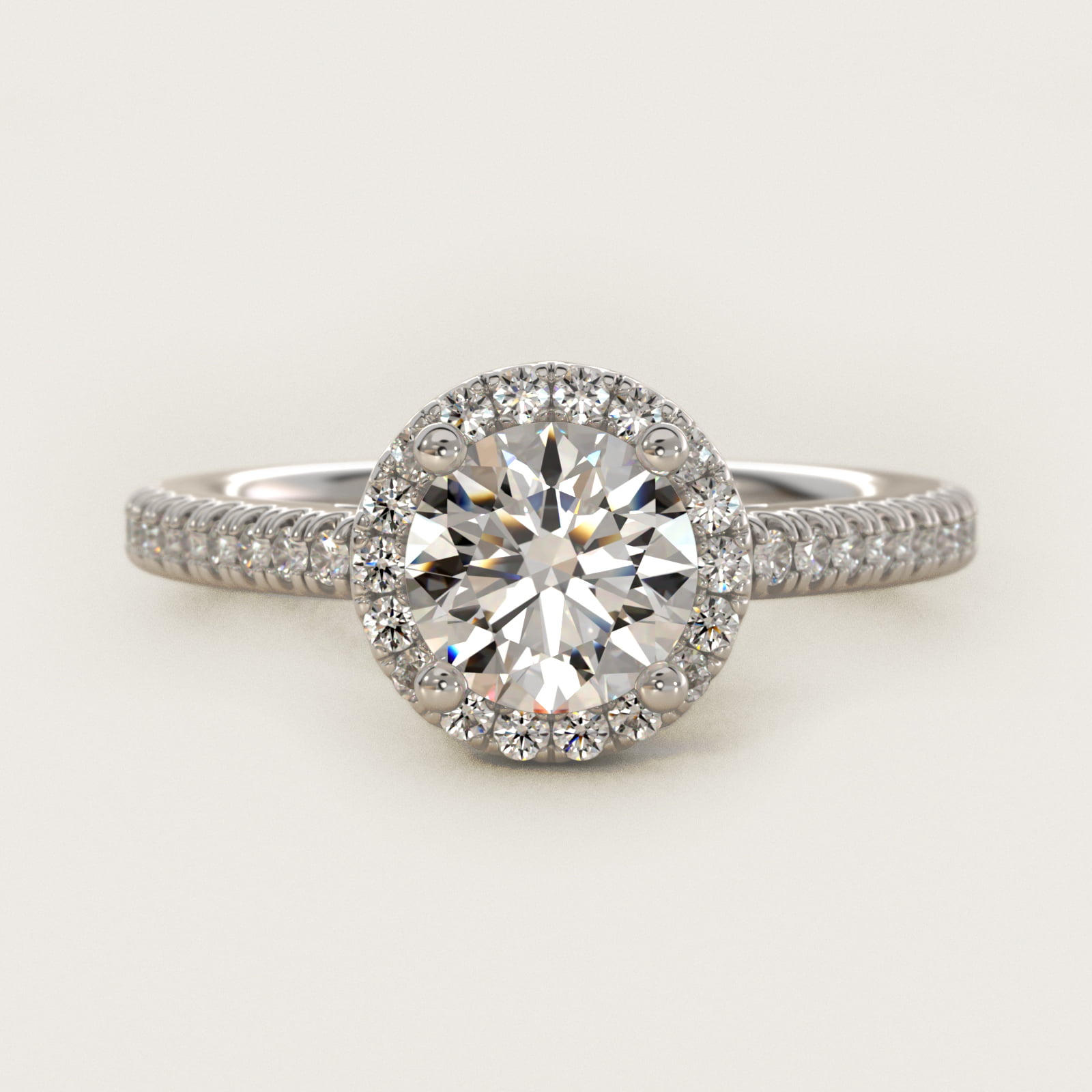 Classic Halo Diamond Engagement Ring in 14k White Gold