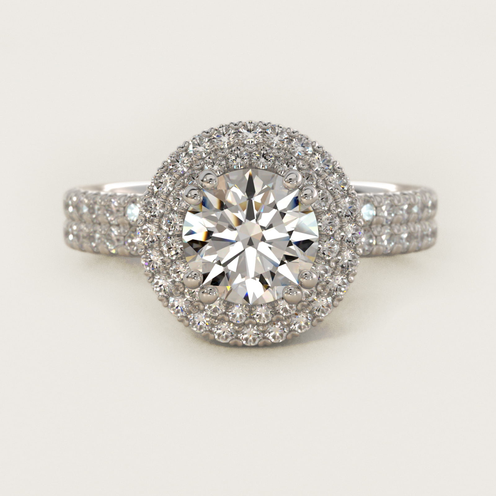 Blue Nile Studio Double Halo Gala Diamond Engagement Ring in 14k White ...