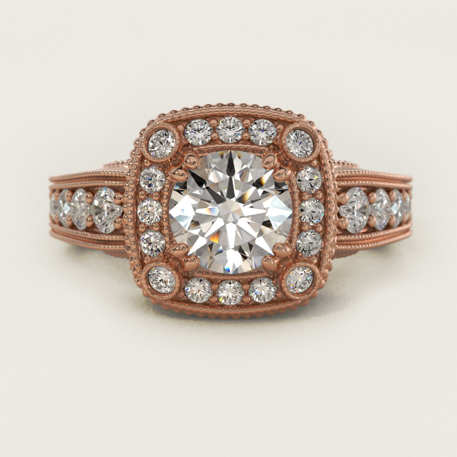 Empire Cushion Halo Engagement Ring in 14k Rose Gold (1.25 ct. tw.) By ...