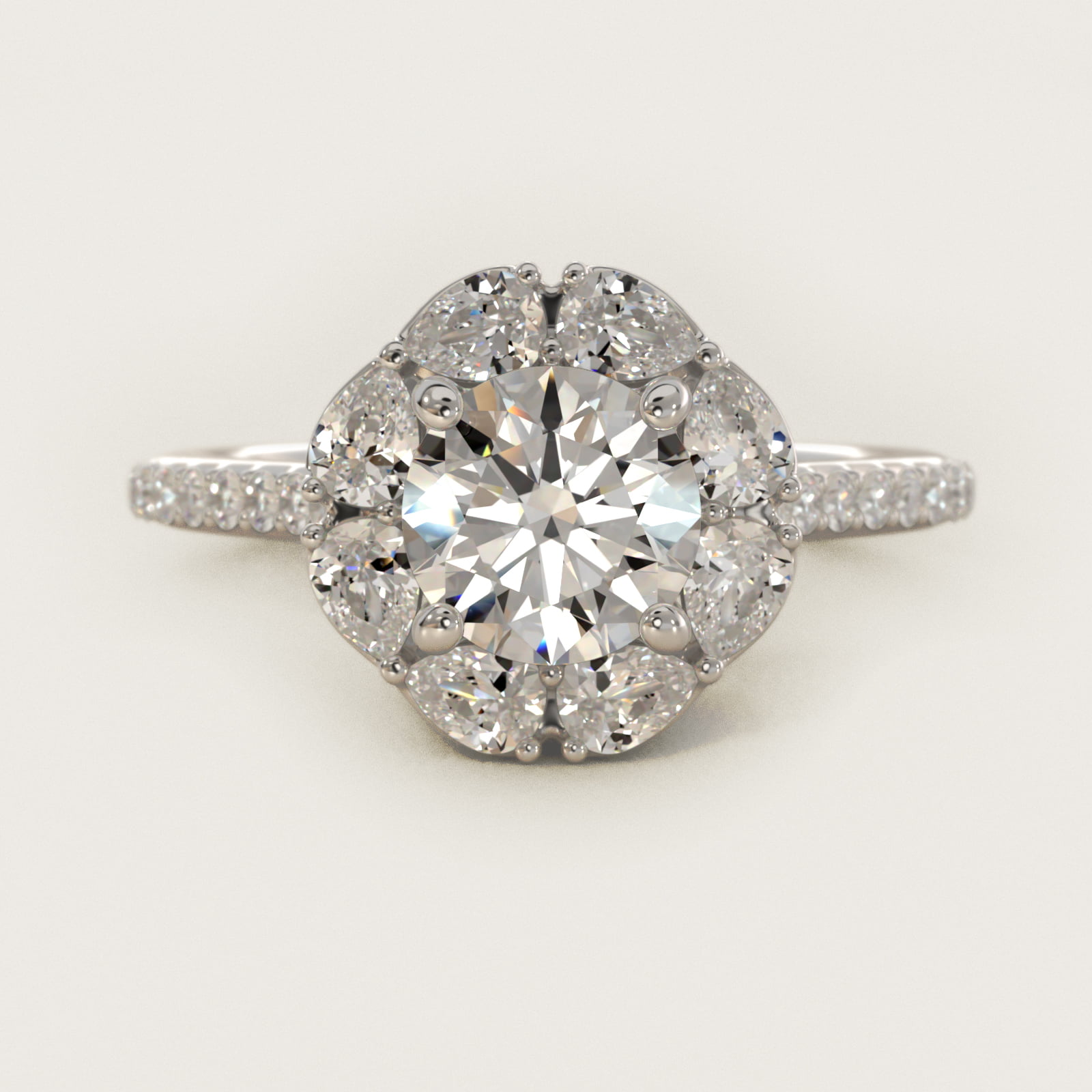 The Ritz Emerald Halo Diamond Engagement Ring in Platinum (1/2 ct. tw.)