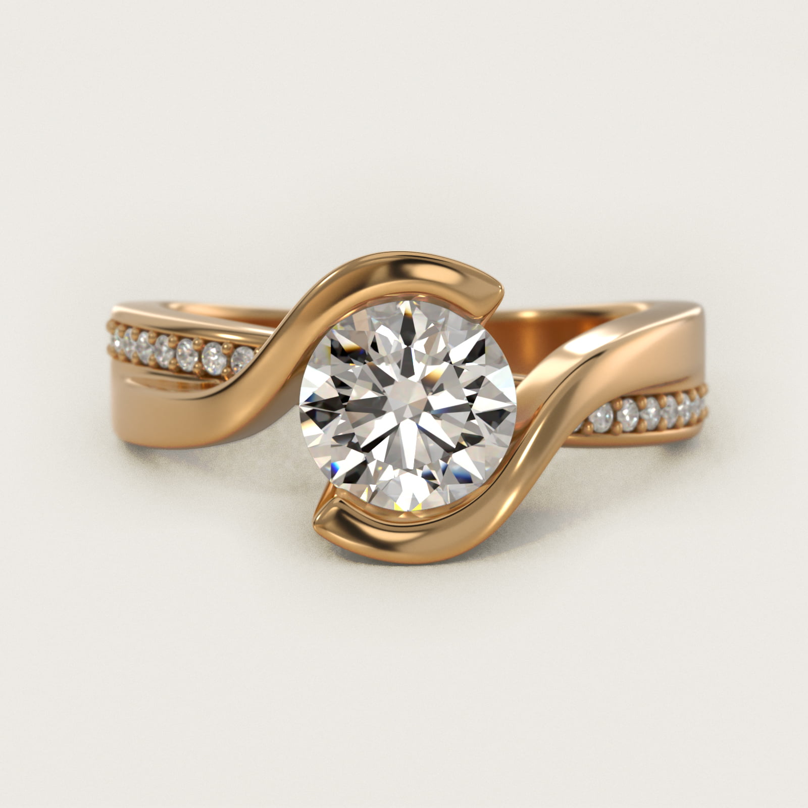 Intertwined Bypass Tension Engagement Ring In 18K Yellow Gold By James ...