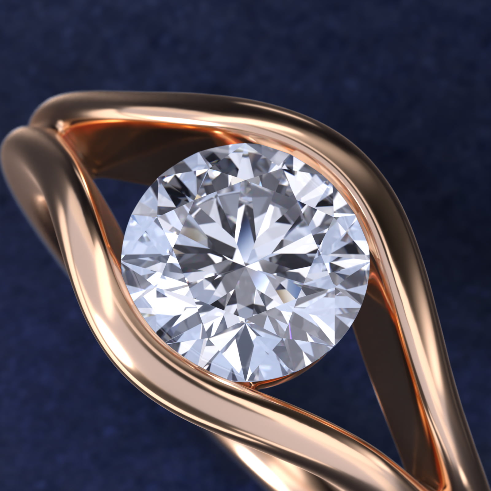Oculus Solitaire Engagement Ring In 14K Rose Gold