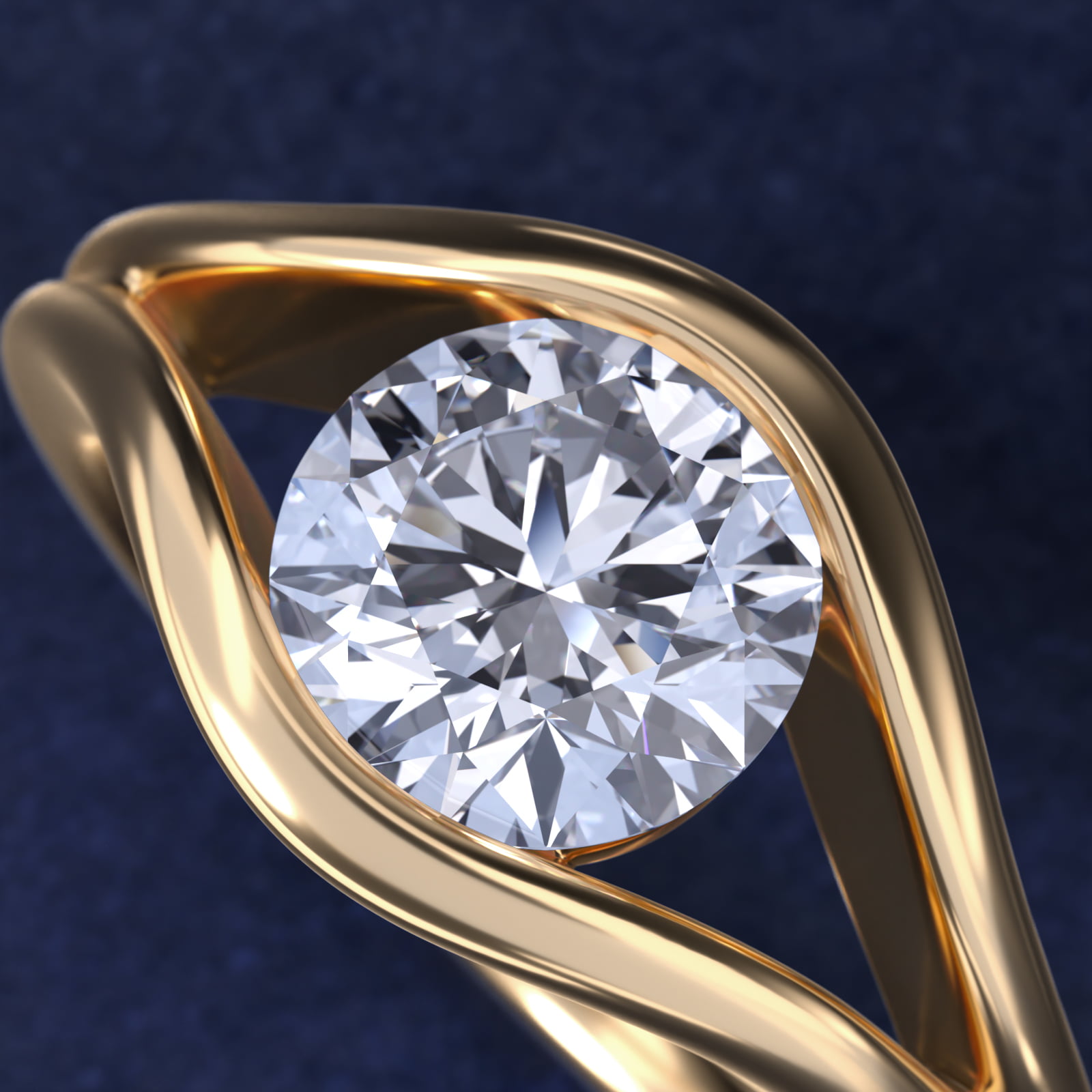 Oculus Solitaire Engagement Ring In 14K Yellow Gold