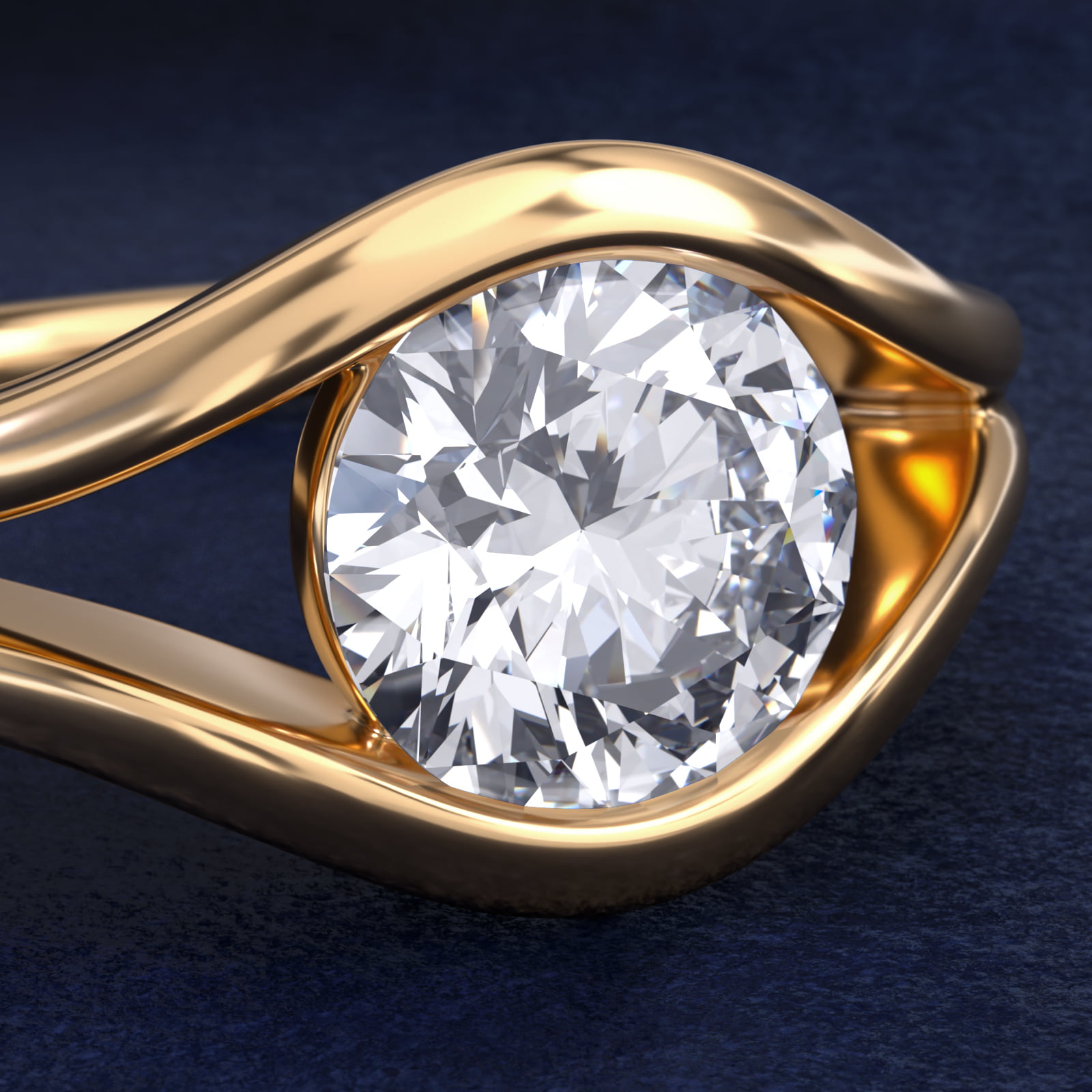 Oculus Solitaire Engagement Ring In 18K Yellow Gold