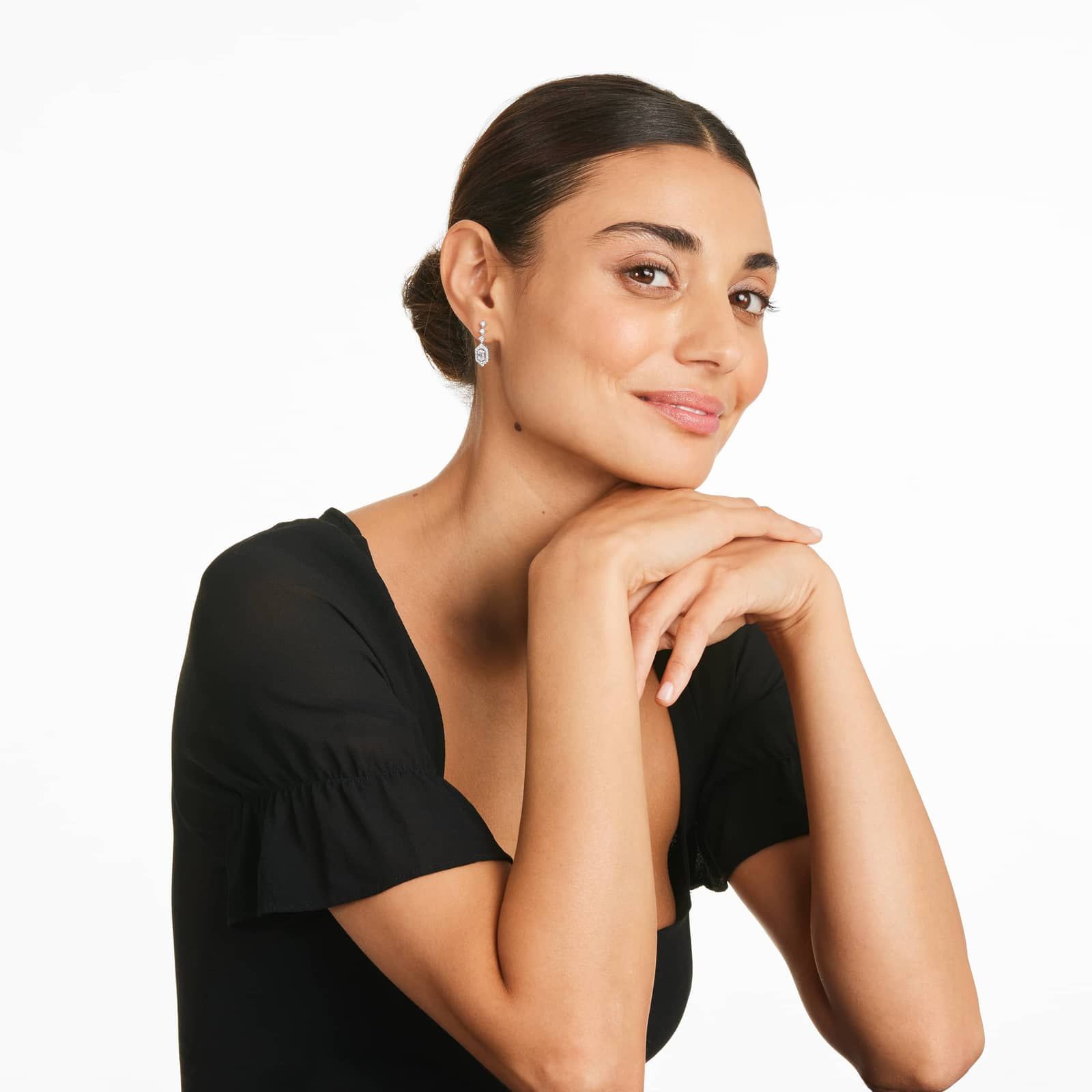 Art Deco Composite Diamond Drop Earrings In 14K White Gold