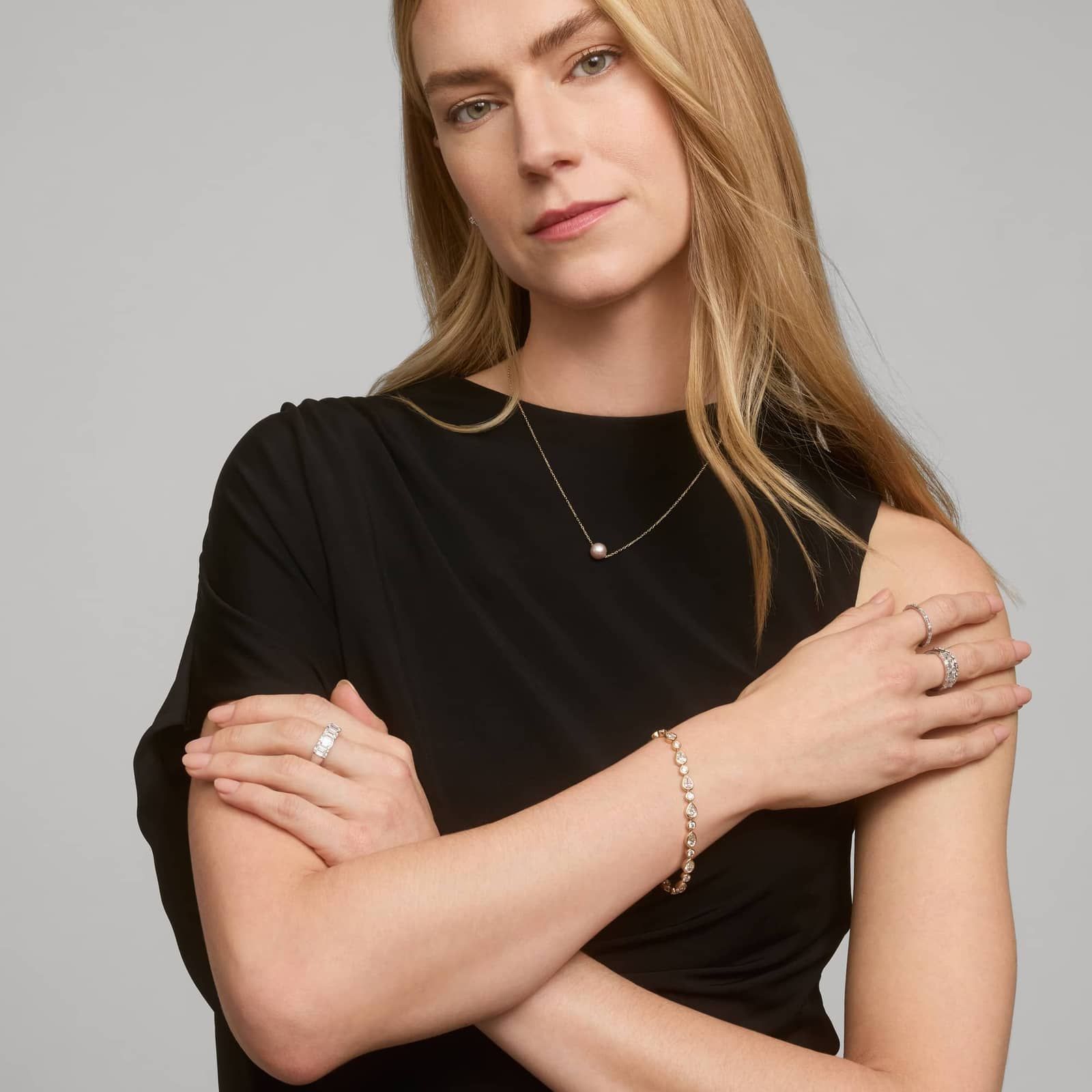 Pink Freshwater Pearl Necklace in 14K Yellow Gold