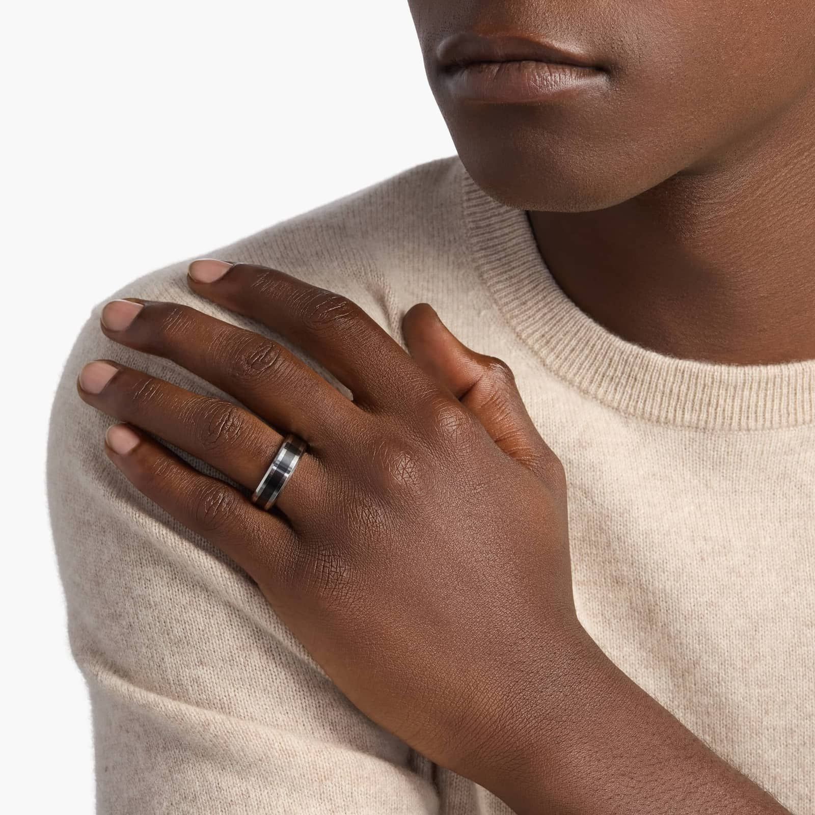 Black Ceramic Center Inlay Wedding Ring in Cobalt (7mm)