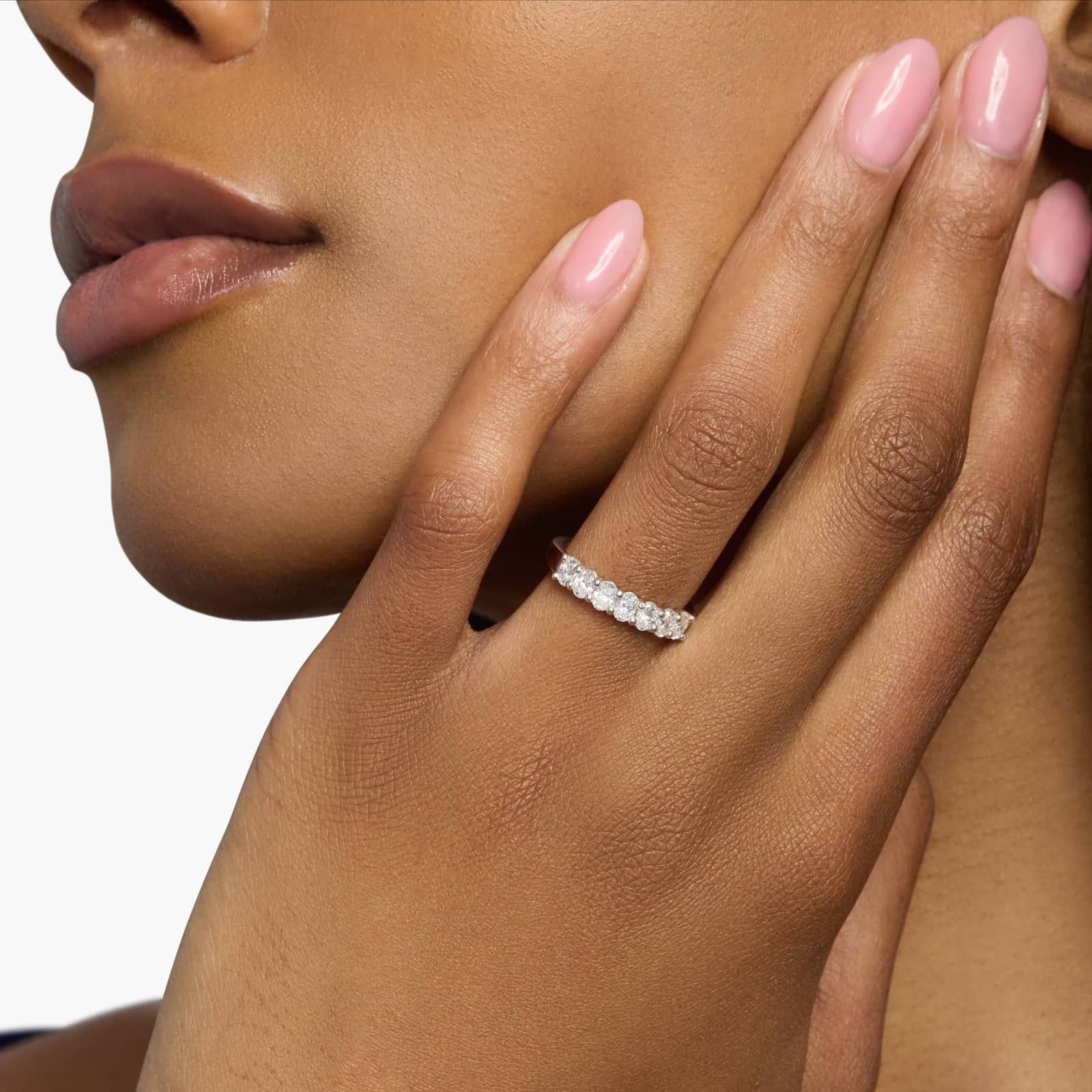 Seven Stone Oval Diamond Ring in Platinum (1 ct. tw.)