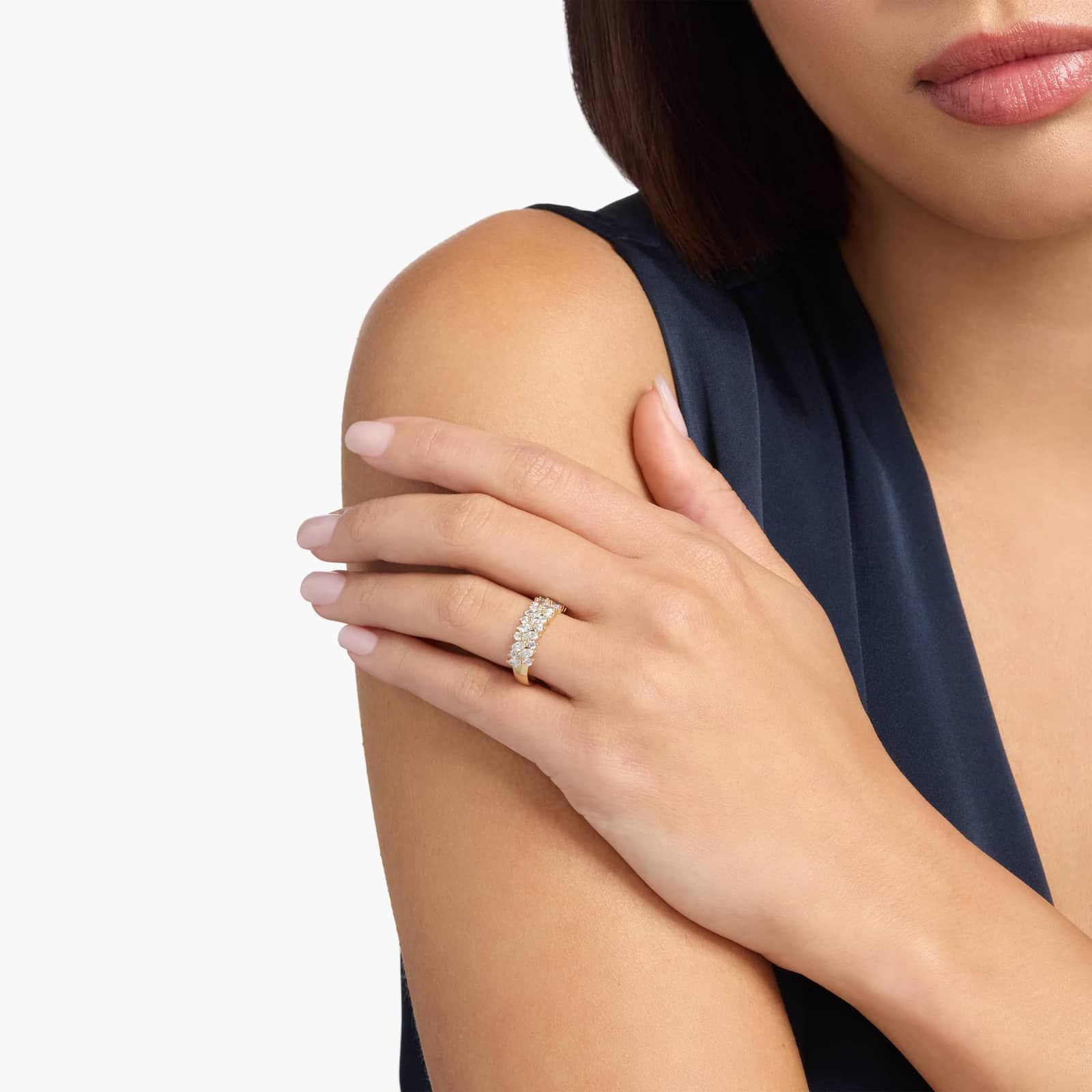 Romantic Diagonal Marquise Layered Diamond Ring in 14k Yellow Gold (1 ct. tw.)