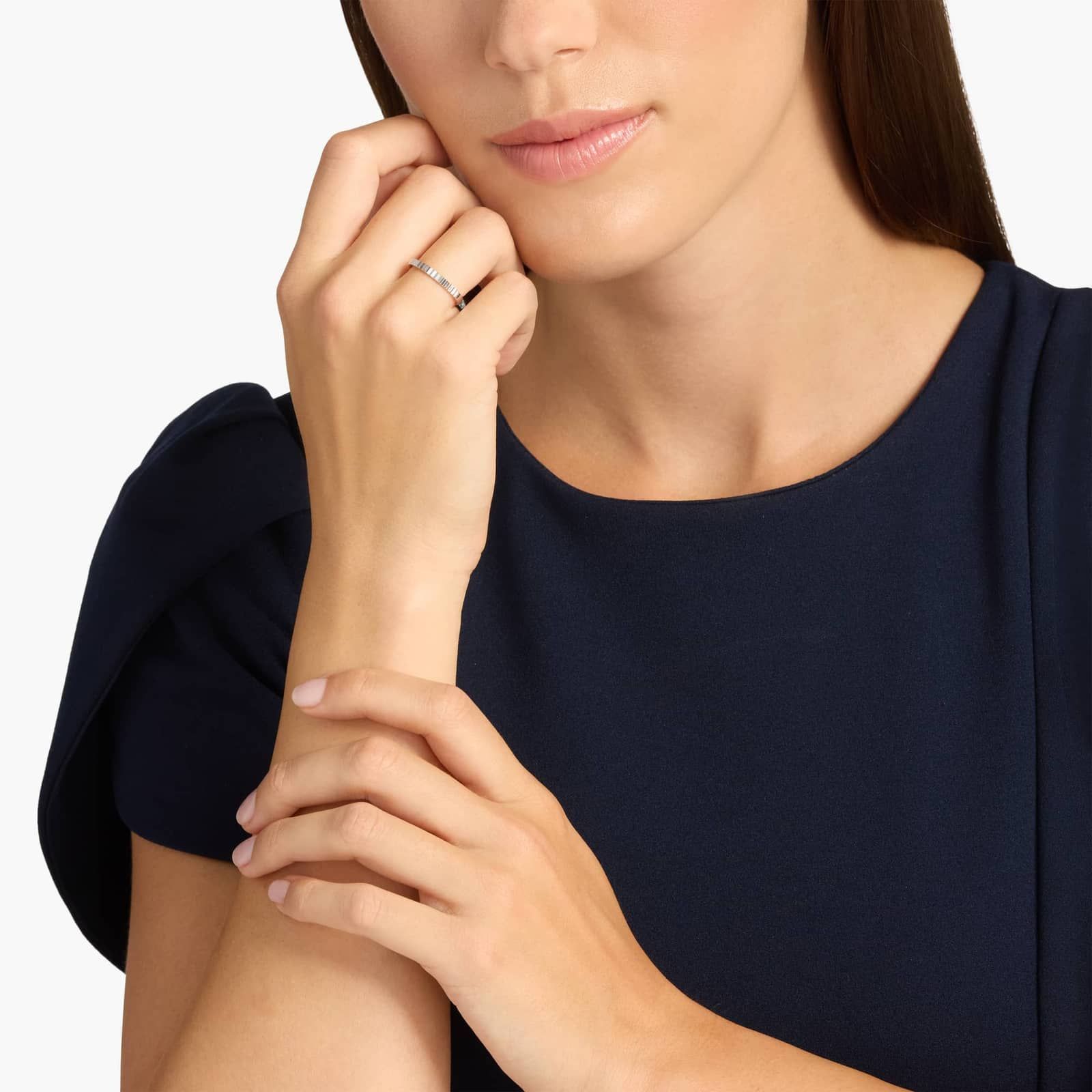 Stackable Vertical Mirrors Ring in 18k White Gold (2mm)