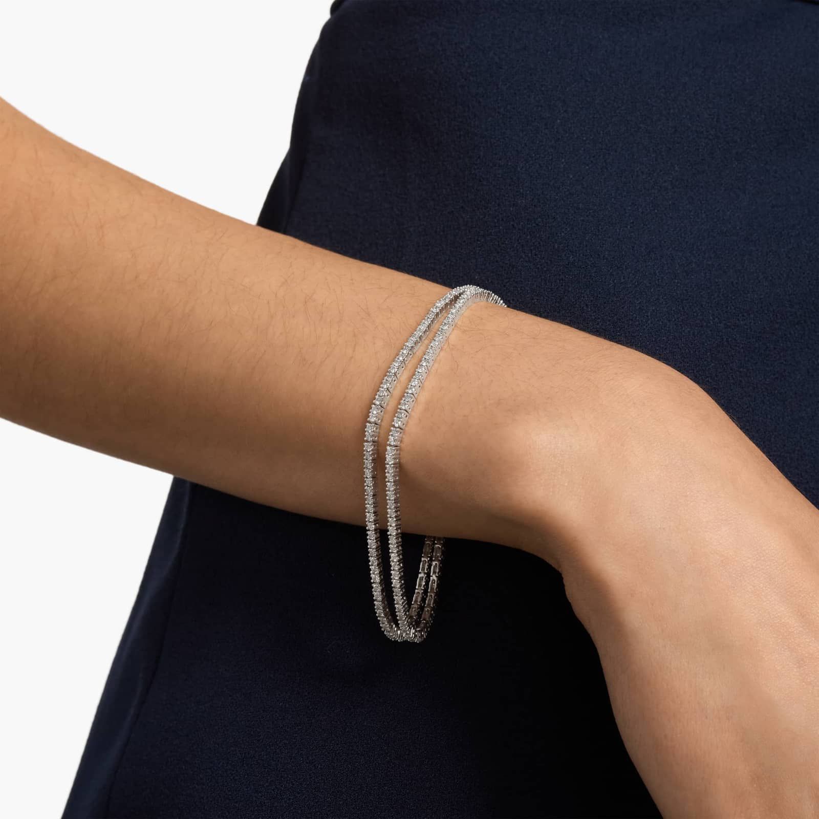 Double Row Diamond Tennis Bracelet in 14k White Gold (3 ct. tw.)