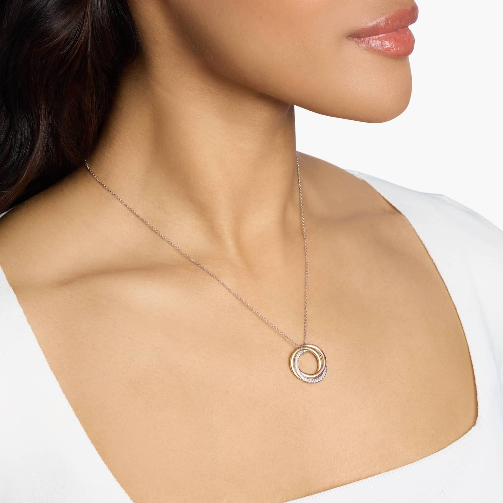 Infinity Trio Diamond Pendant in 14k Tri-color Gold (1/3 ct. tw.)