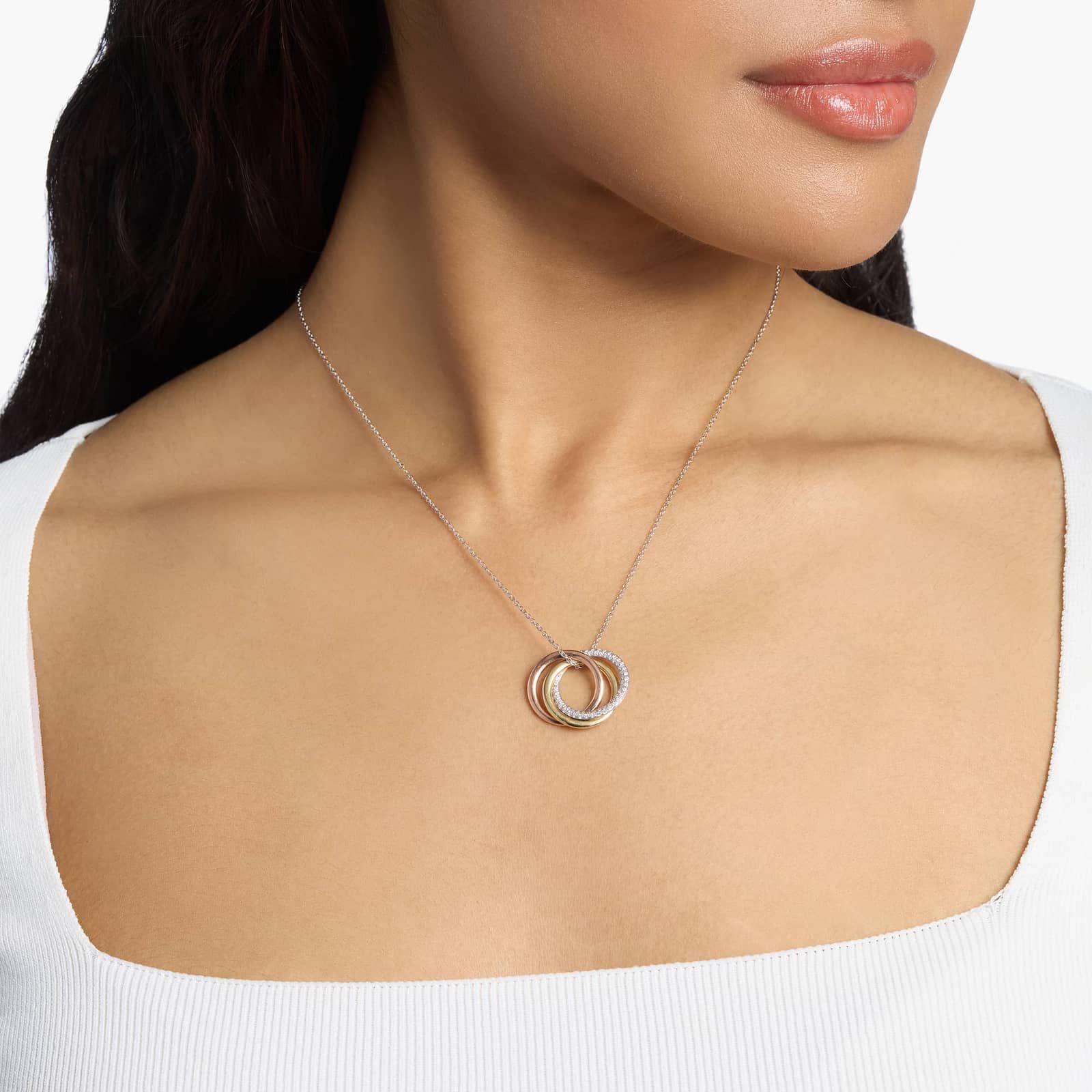 Infinity Trio Diamond Pendant in 14k Tri-color Gold (1/3 ct. tw.)