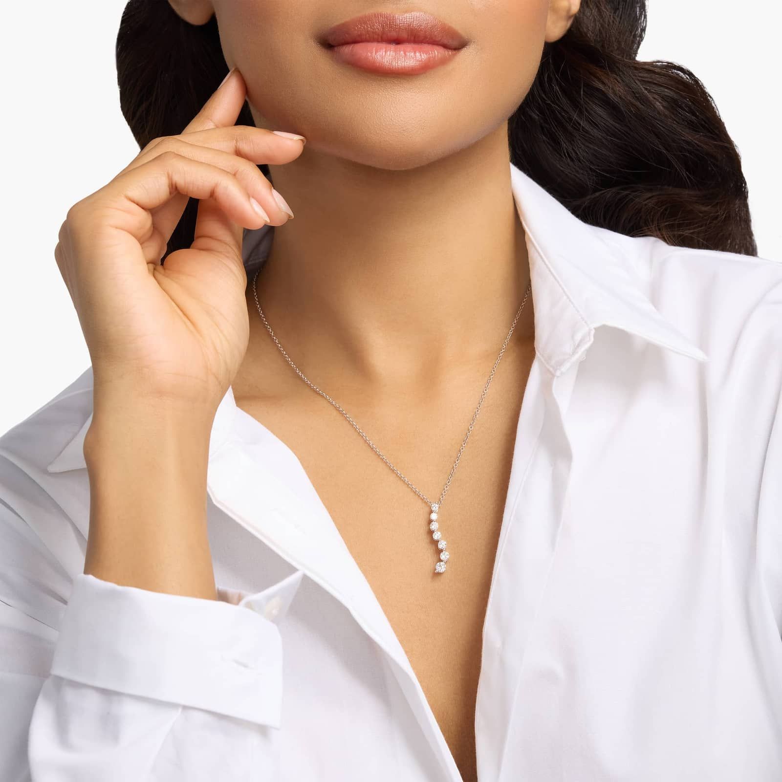 Journey Diamond Pendant in 18k White Gold (1 ct. tw.)