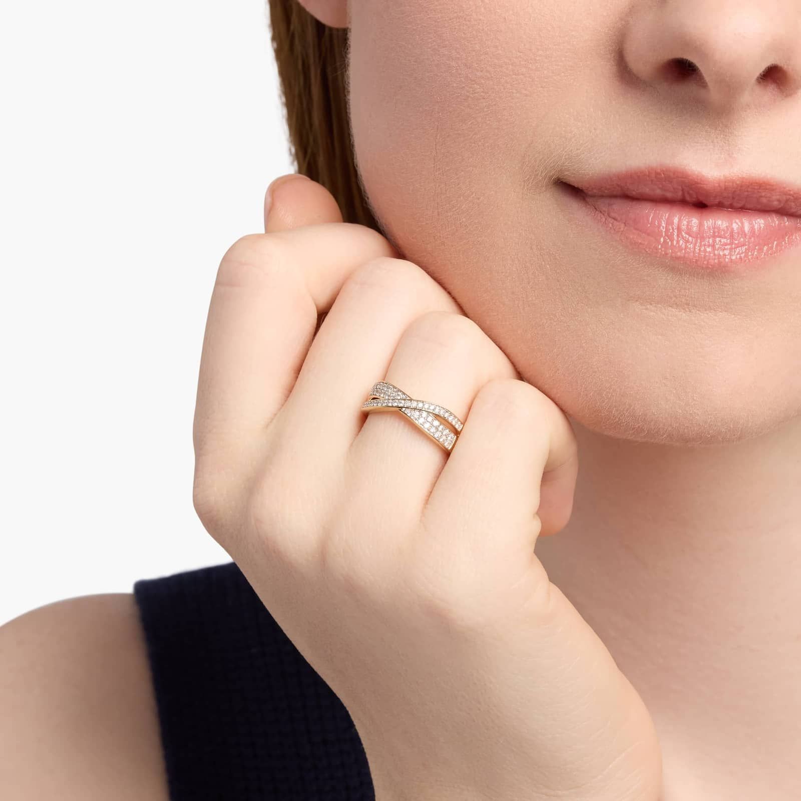 Diamond Crossover Ring in 14k Yellow Gold (1/4 ct. tw.)