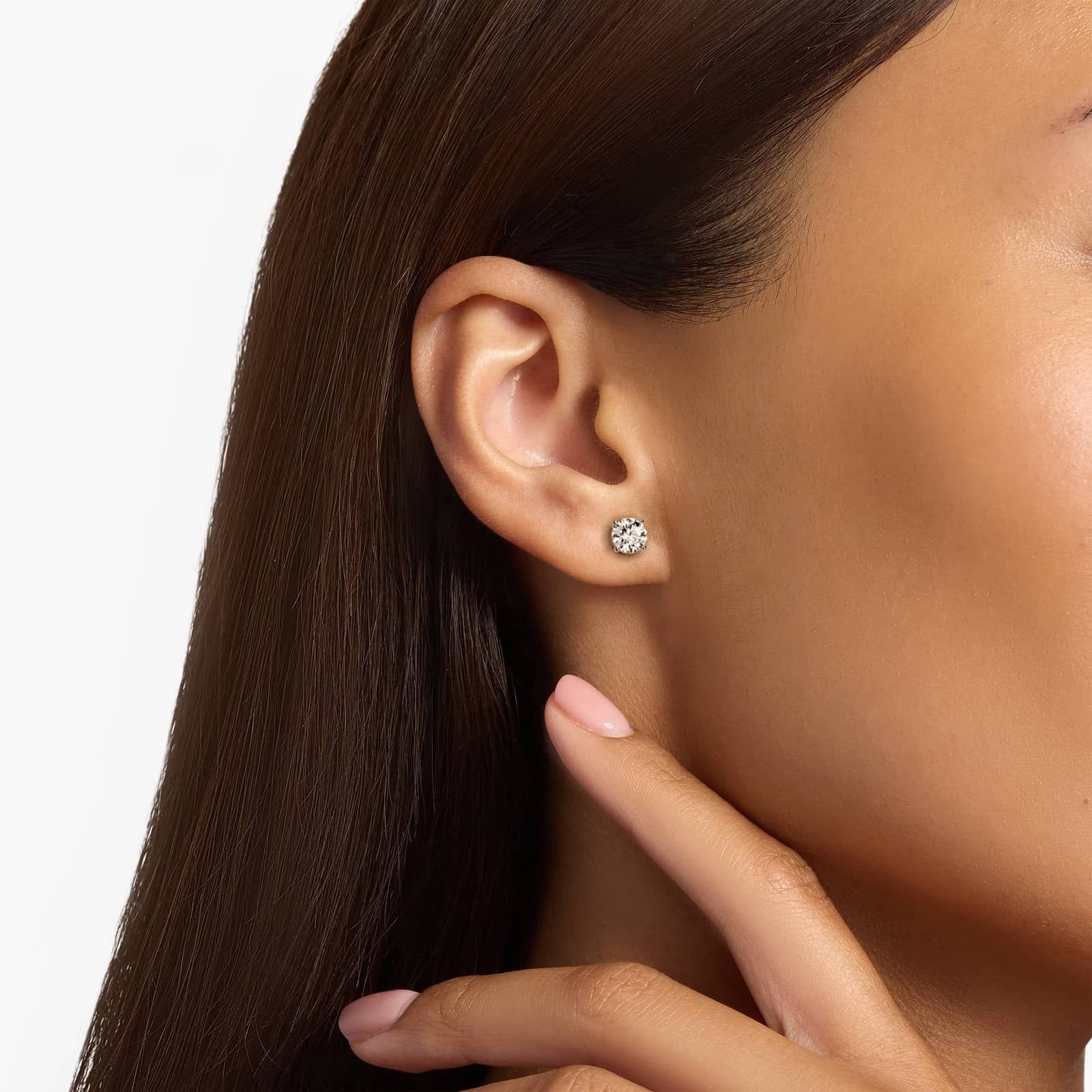 Four Prong Stud Earrings In 14K White Gold (Setting)