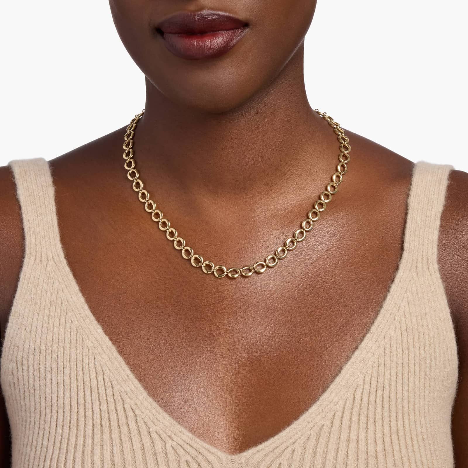 18" Round Link Necklace in 14K Yellow Gold