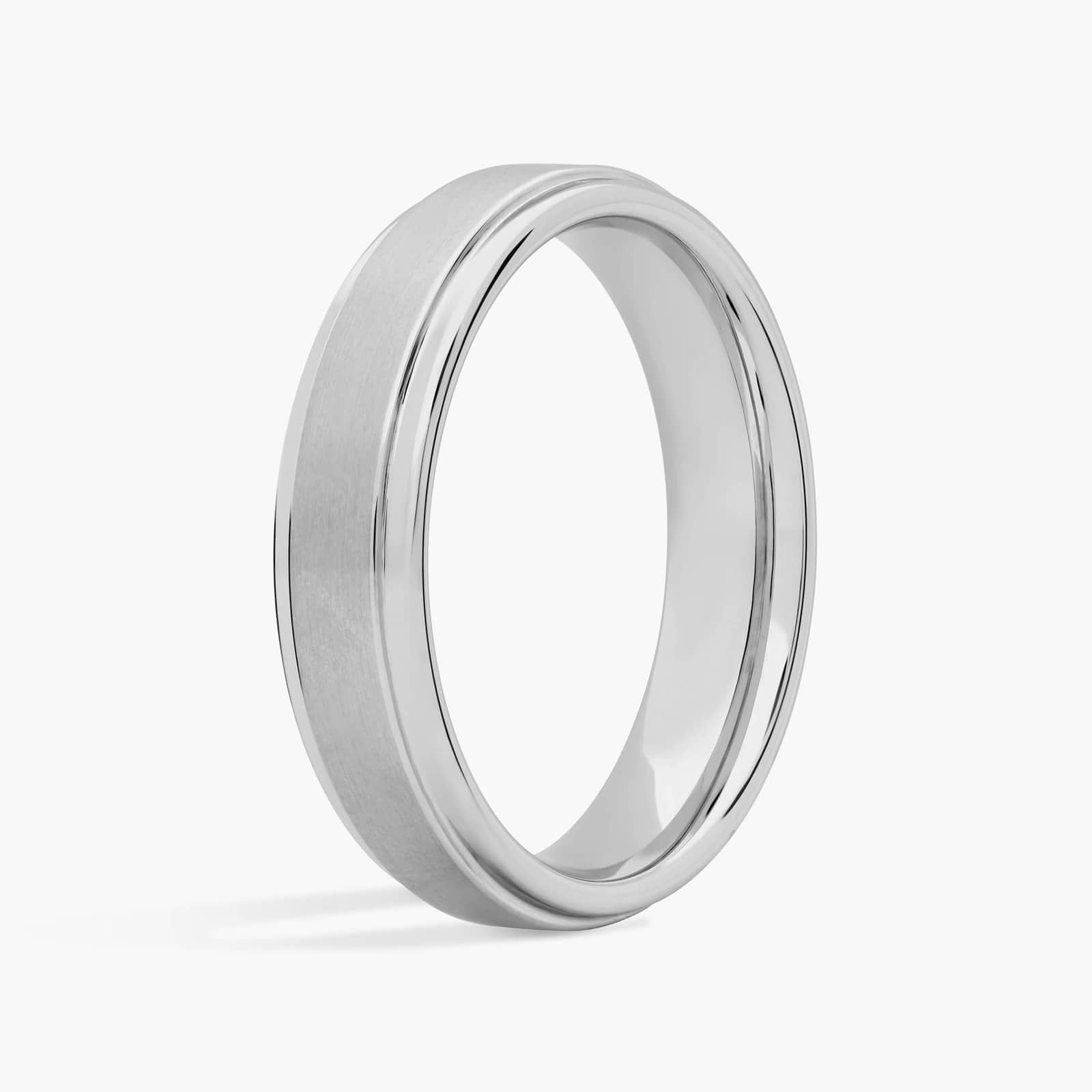 Brushed and Polished Comfort Fit Wedding Ring in White Tungsten Carbide ...