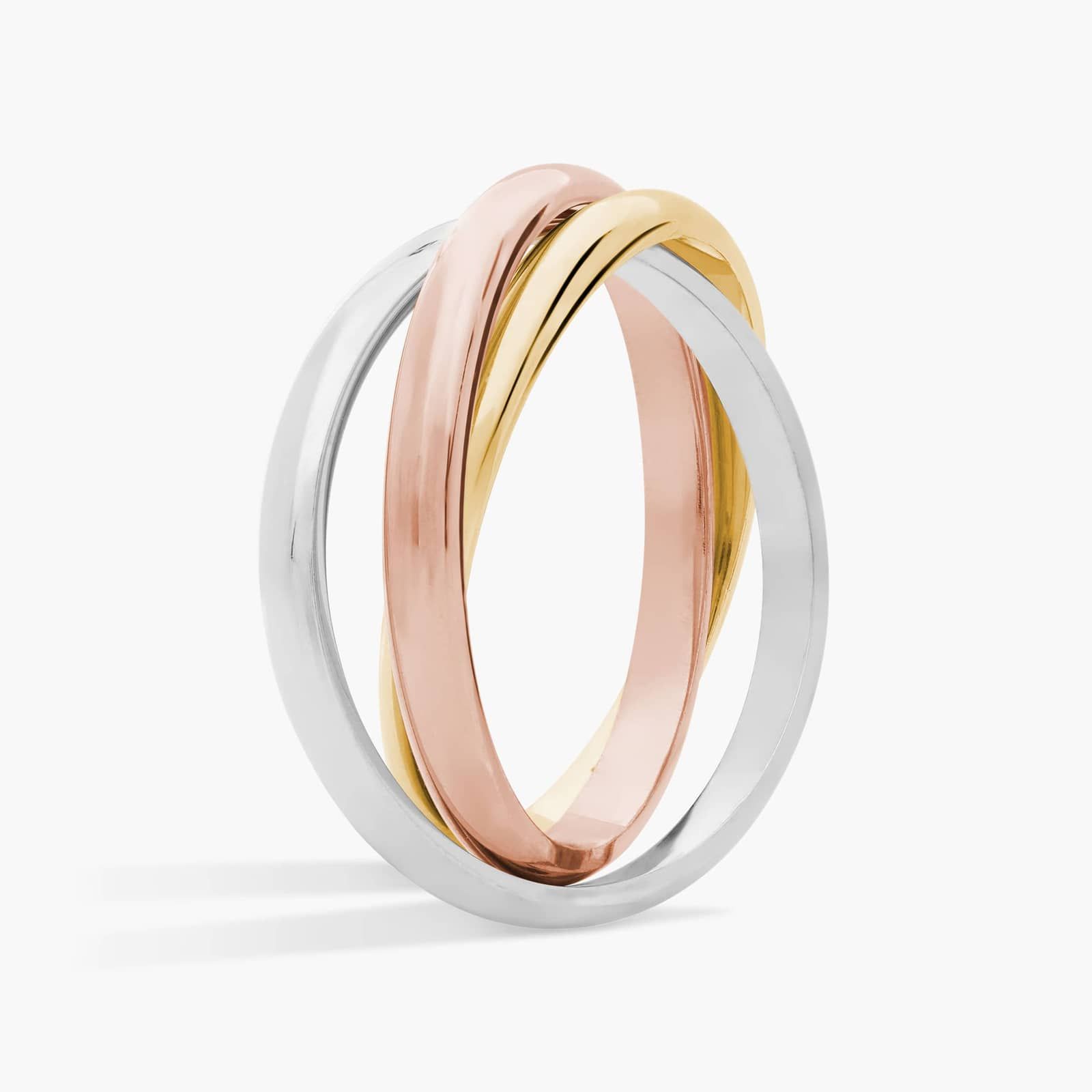 Trio Rolling Ring in 18k Tri-Color Gold