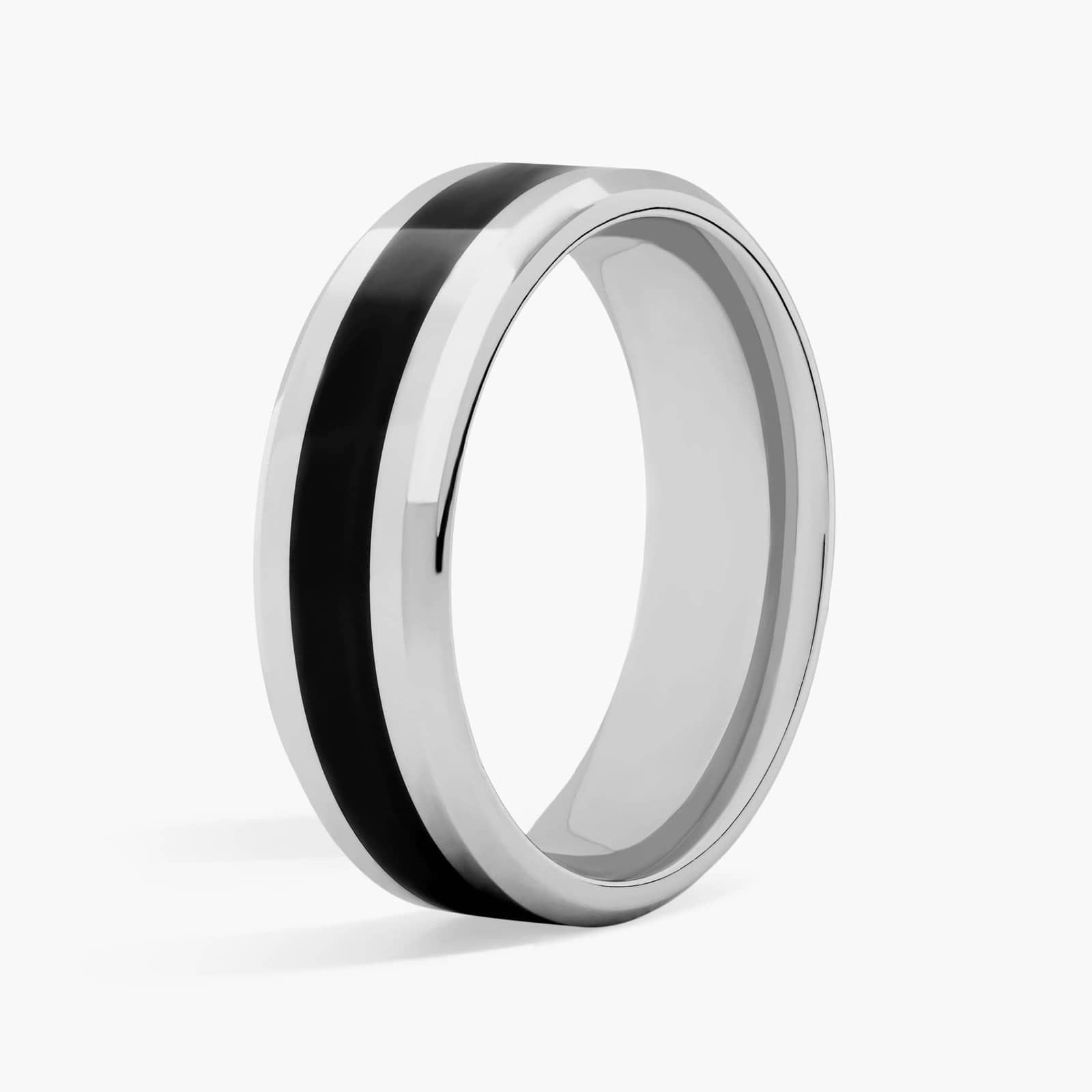 Black Ceramic Center Inlay Wedding Ring in Cobalt (7mm)