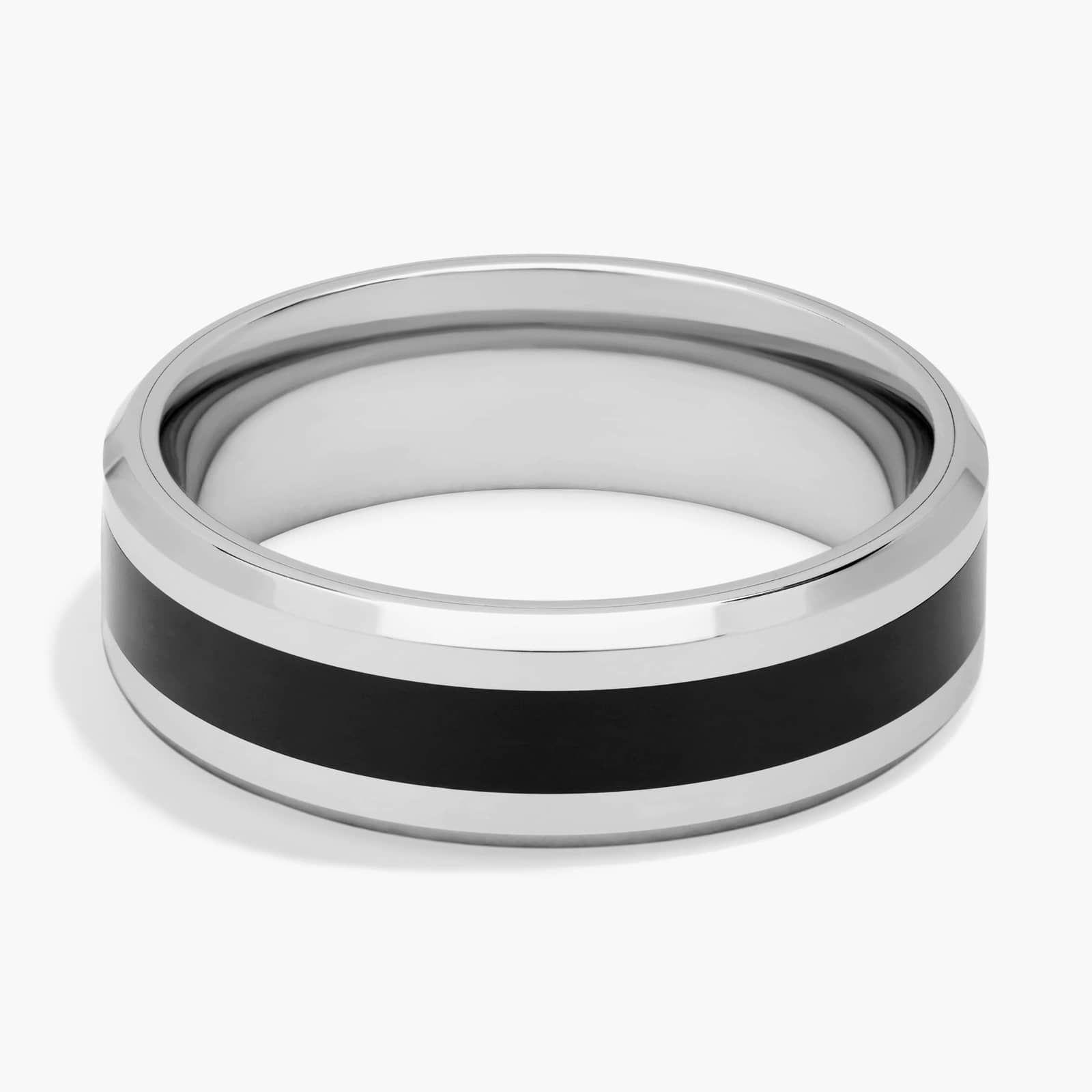 Black Ceramic Center Inlay Wedding Ring in Cobalt (7mm)