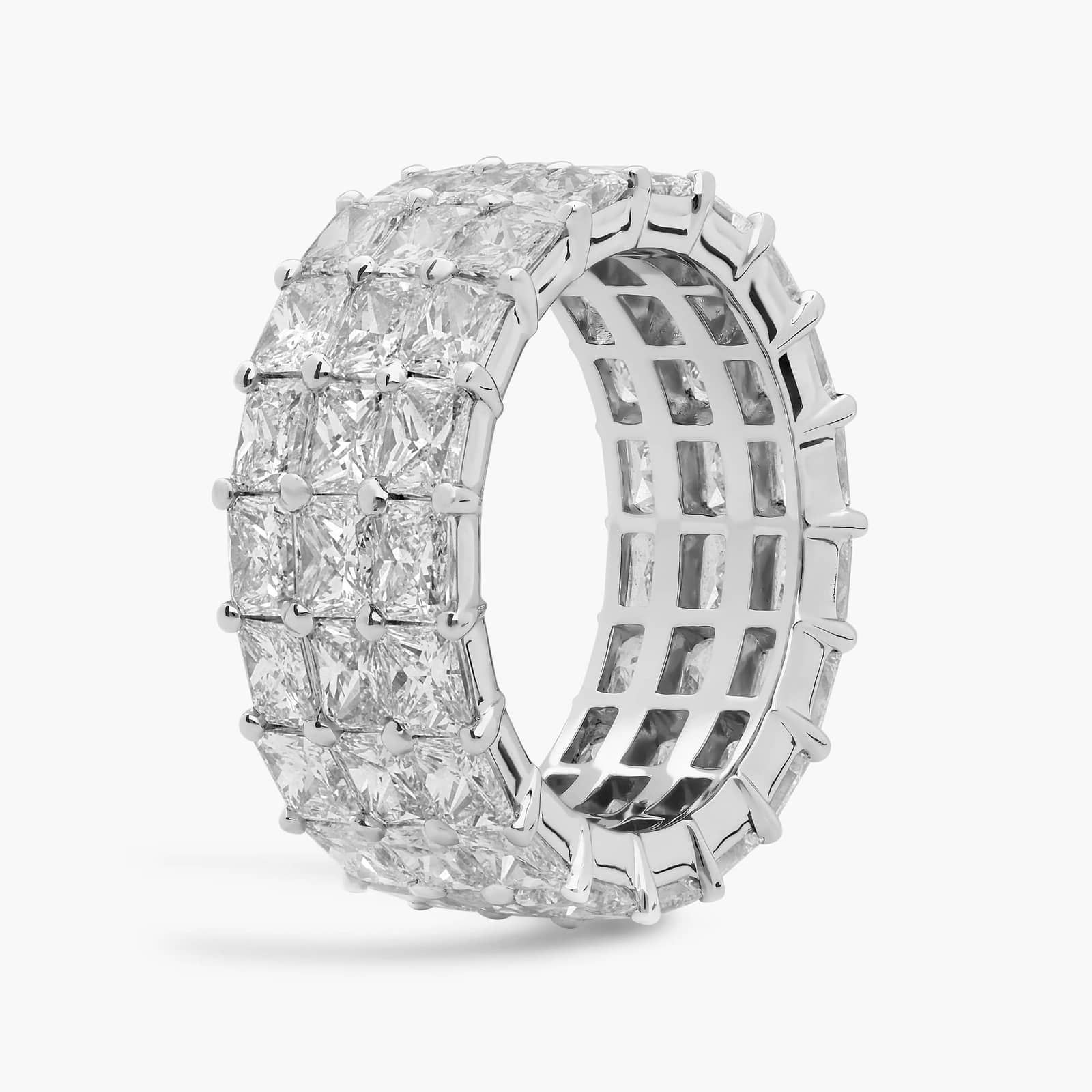 Triple Row Radiant Eternity Ring in Platinum (7 1/2 ct. tw tw.)
