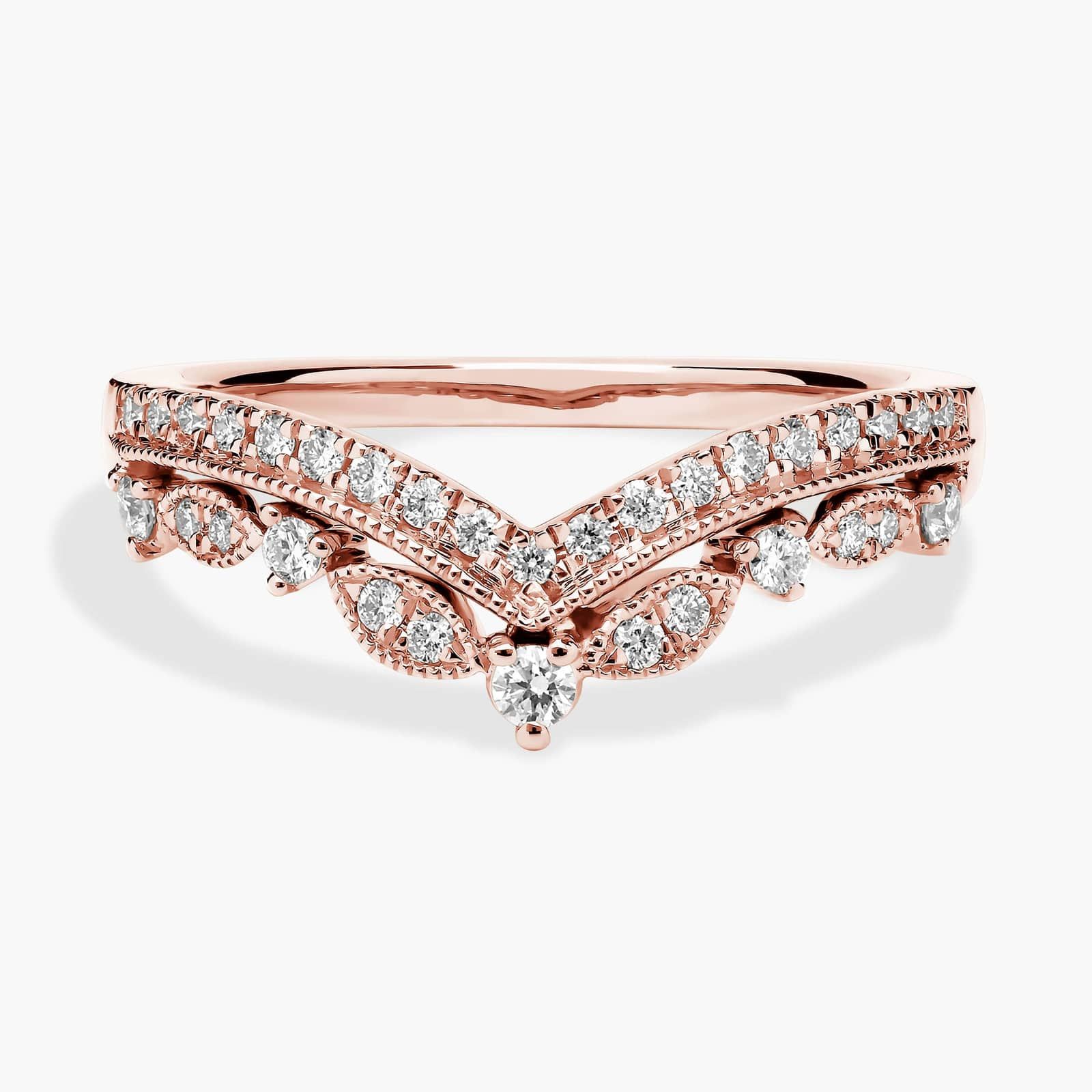 Regal Curved Diamond Ring in 14k Rose Gold (1/4 ct. tw.)