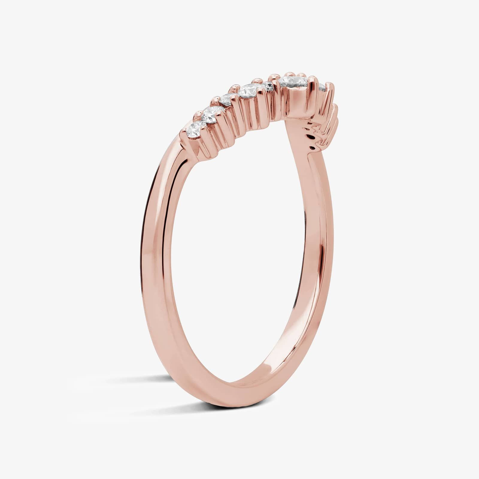 Curved Tiara Edge Stackable Ring in 18k Rose Gold