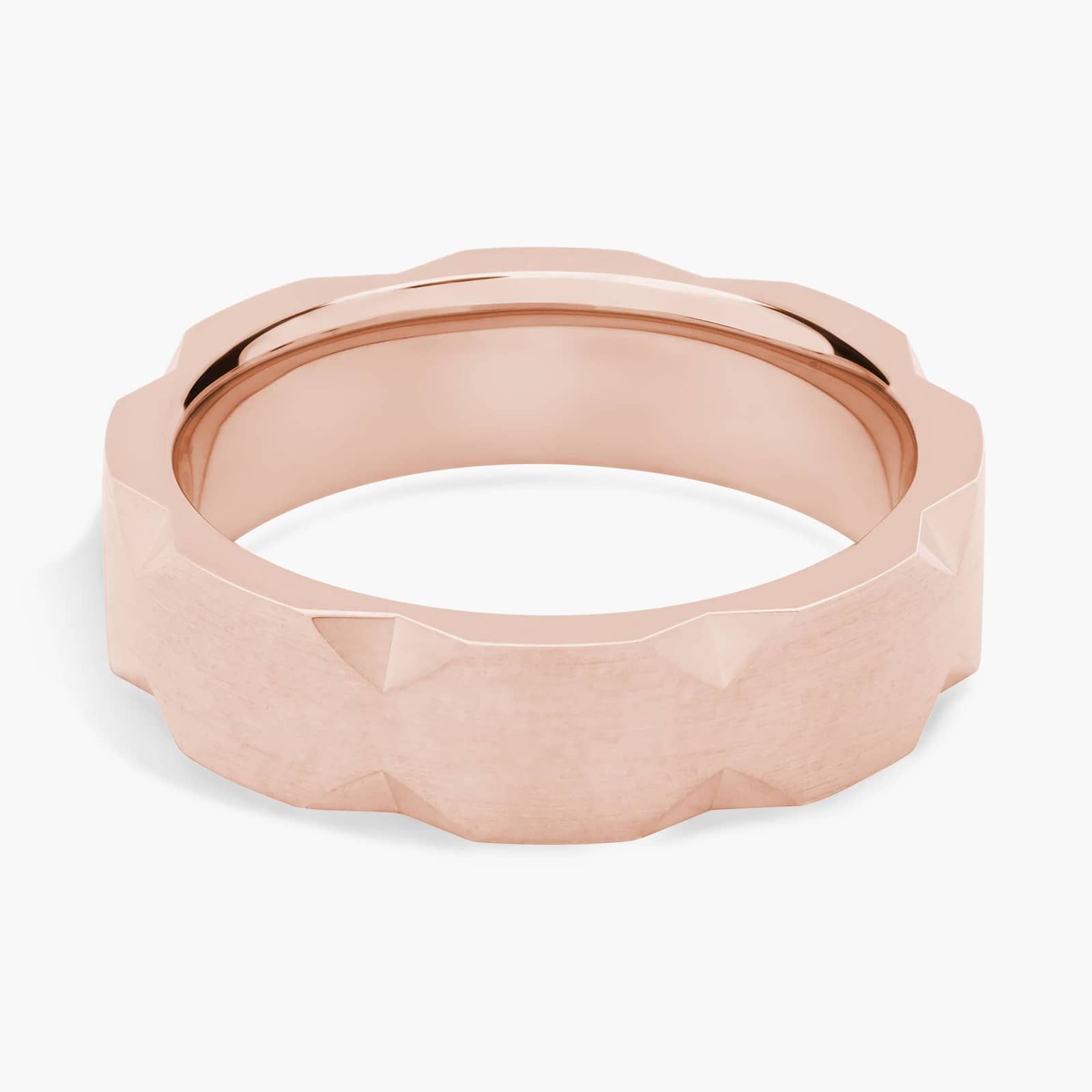 Contemporary Hexagon Cut Stackable Ring in 18k Rose Gold (5mm)