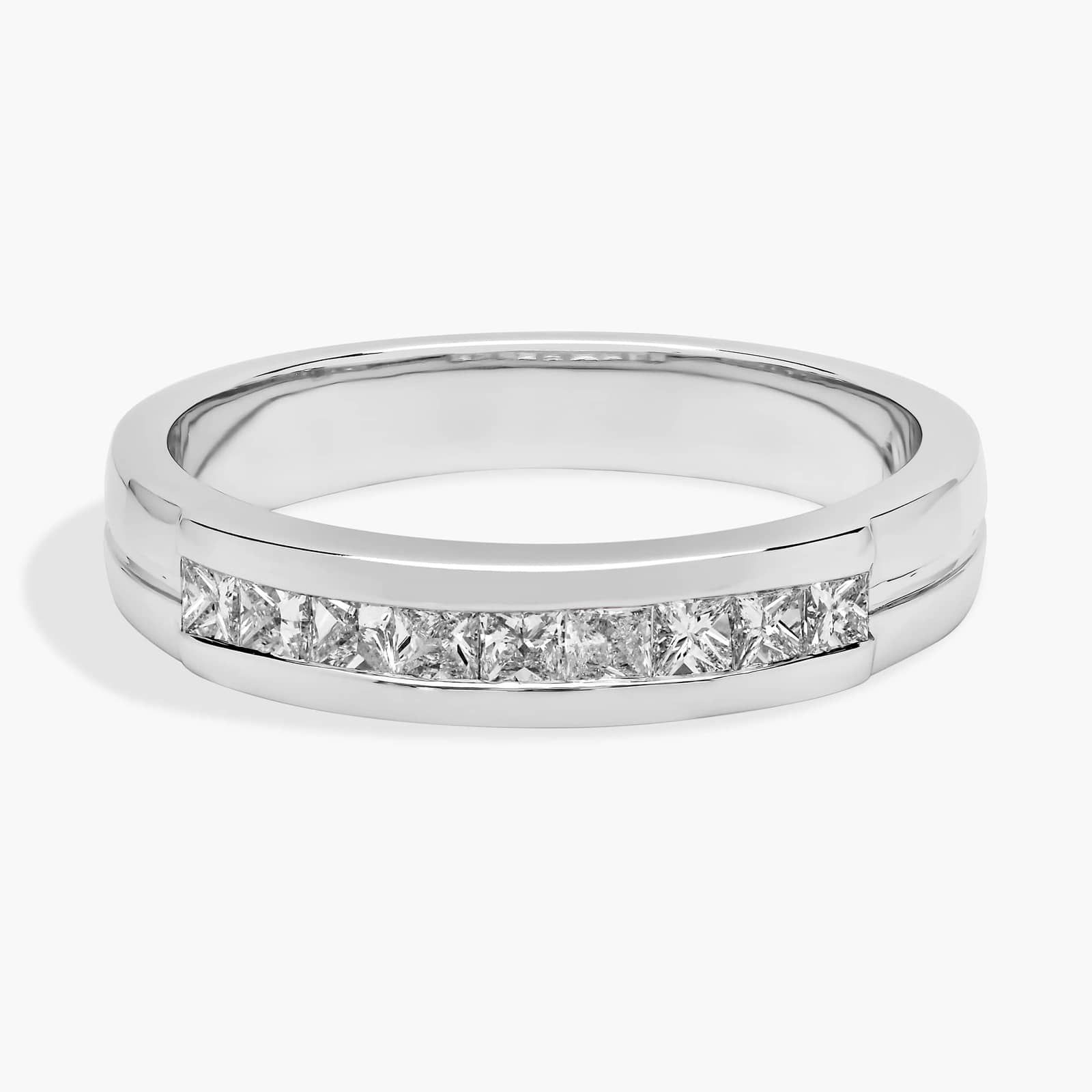 Channel Set Princess Cut Diamond Men's Wedding Ring in Platinum (5/8 ct ...