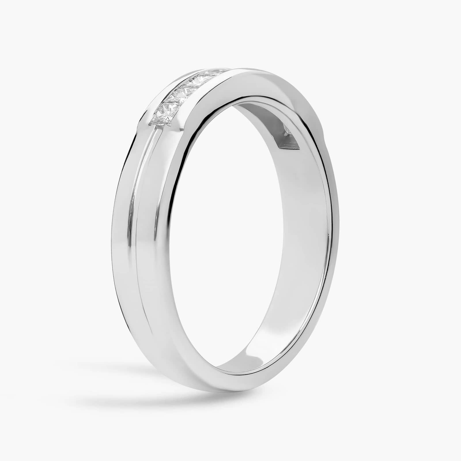 Channel Set Princess Cut Diamond Men's Wedding Ring in Platinum (5/8 ct ...