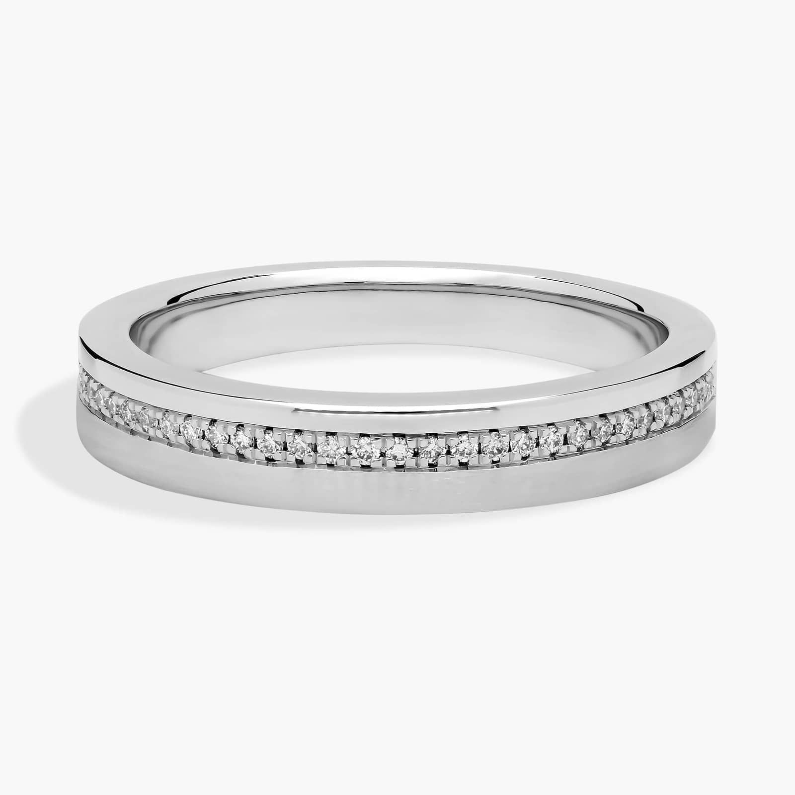 Men's Diamond Pavé Edge Wedding Ring in 14k White Gold (1/6 ct. tw.)