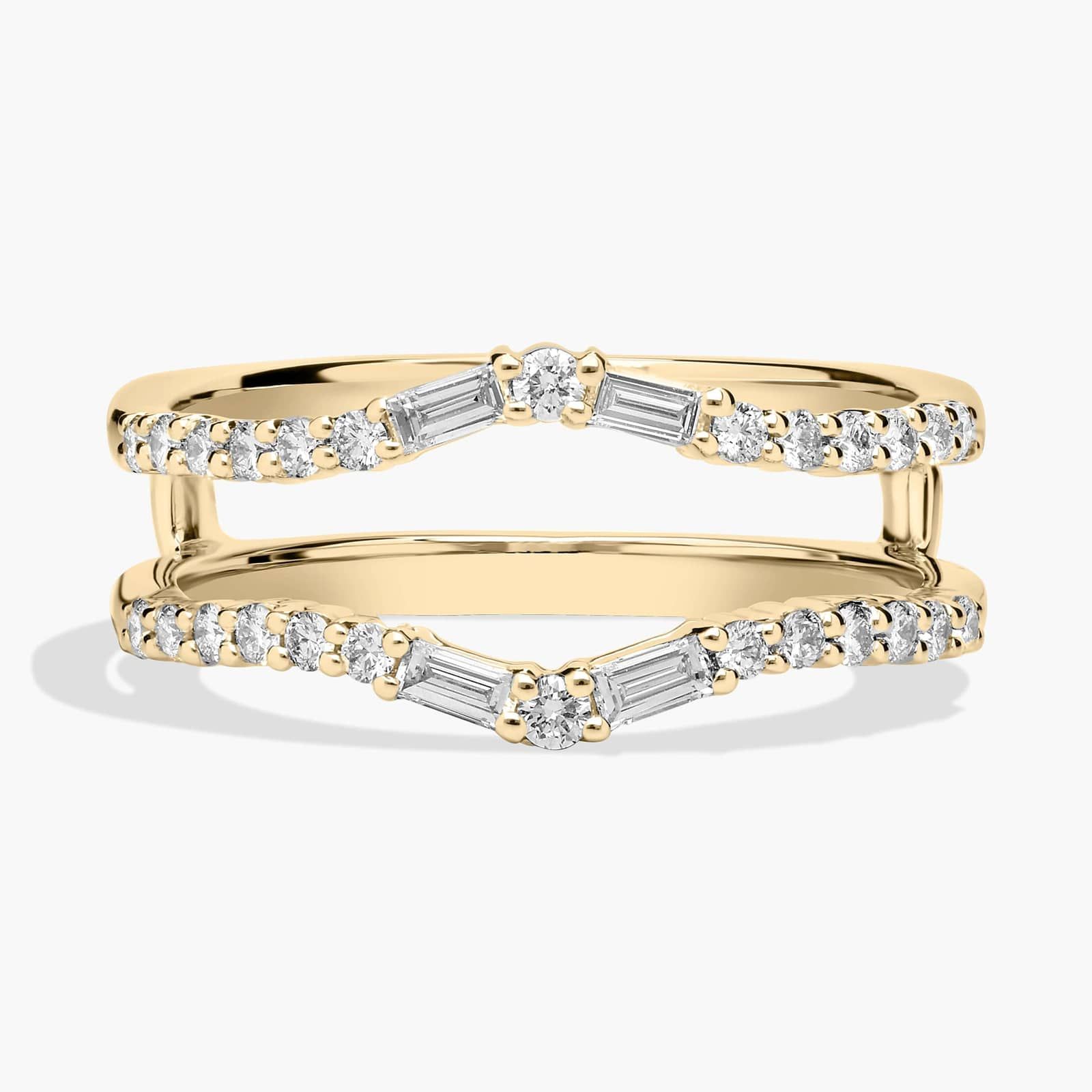 Curved Baguette and Round Diamond Ring Insert in 14k Yellow Gold (3/8 ...
