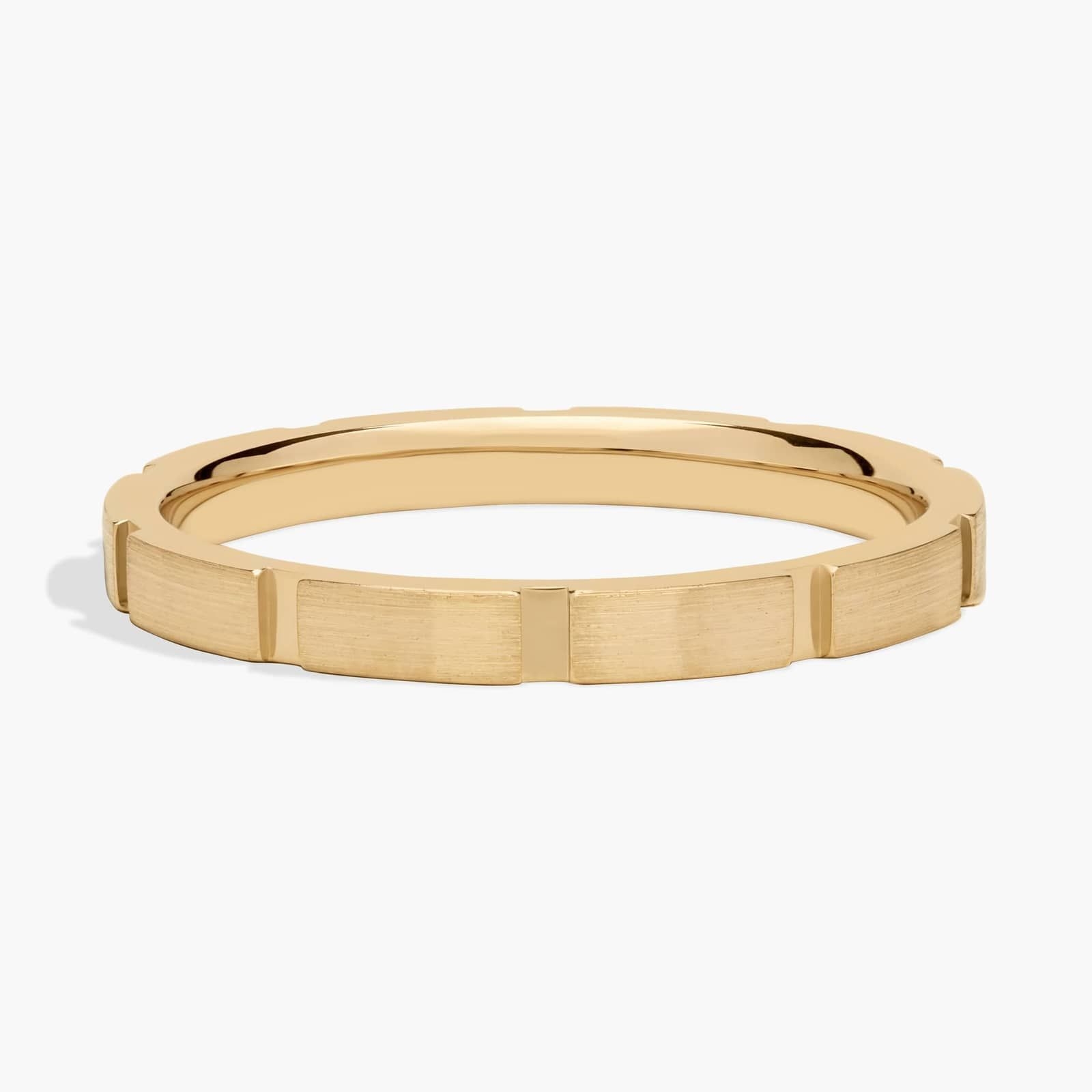 Stackable Cut Rectangle Ring in 14k Yellow Gold (2mm)