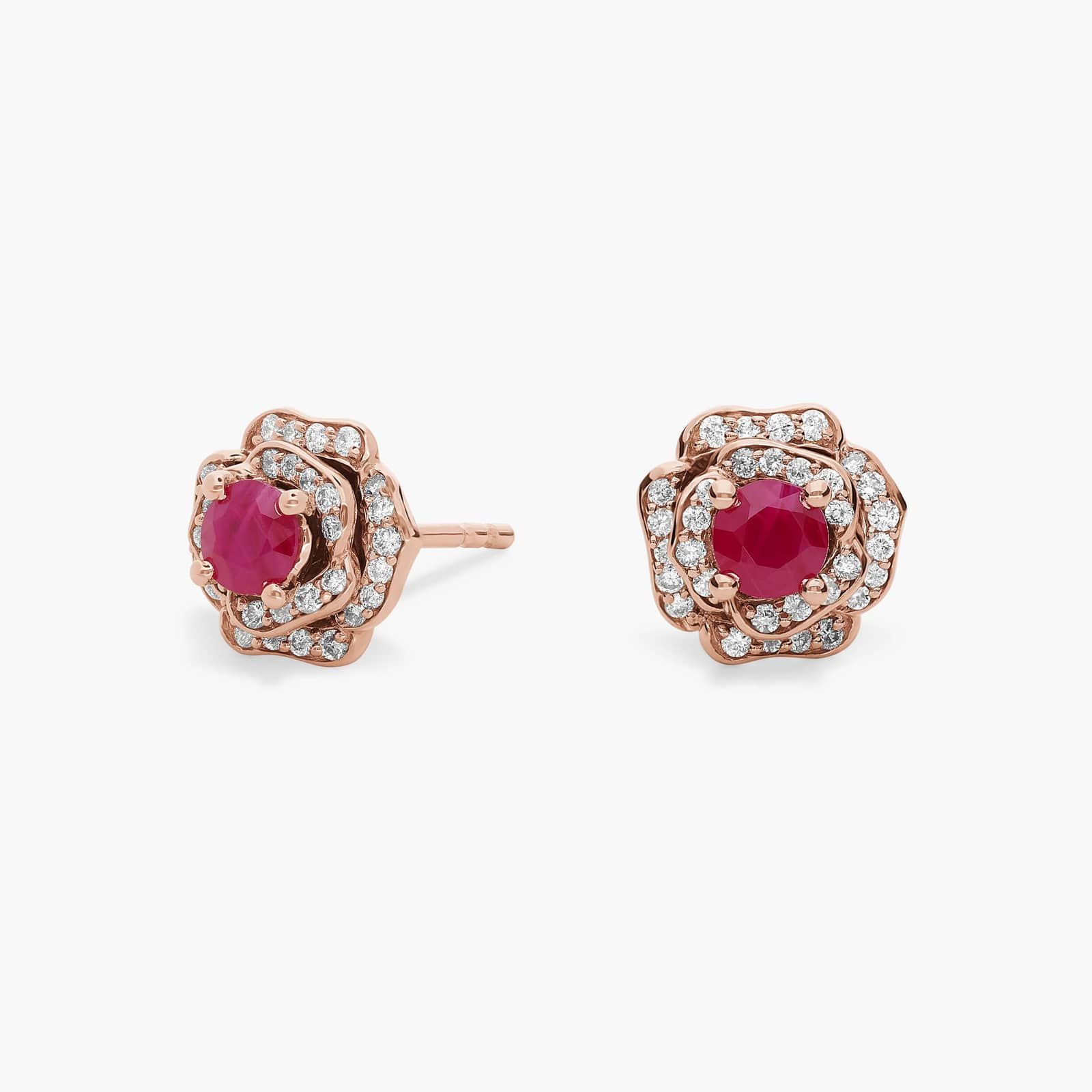 Ruby Rose Stud Earrings in 14k Rose Gold