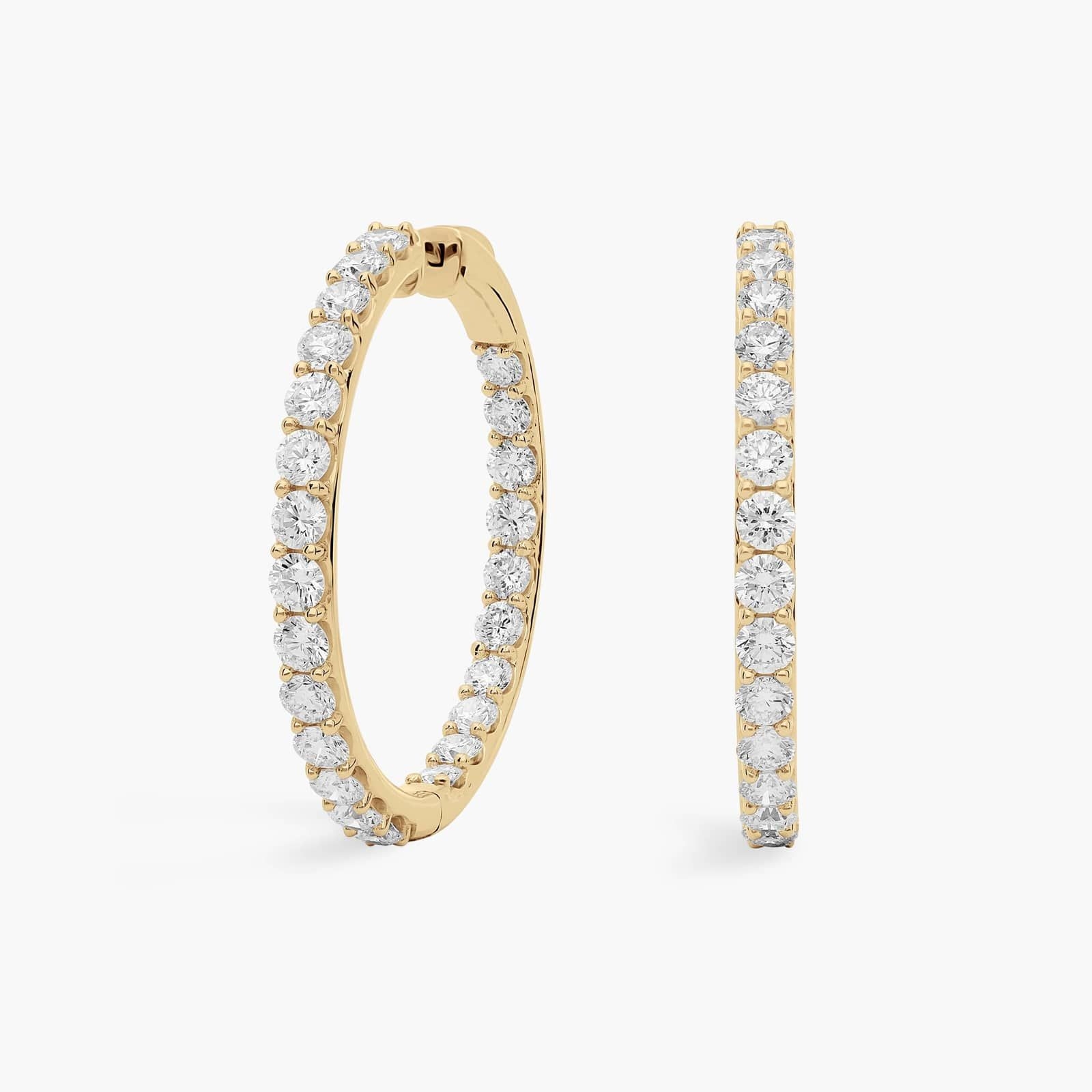 Lab Grown Diamond Eternity Hoop Earrings in 14k Yellow Gold (3 ct. tw.)