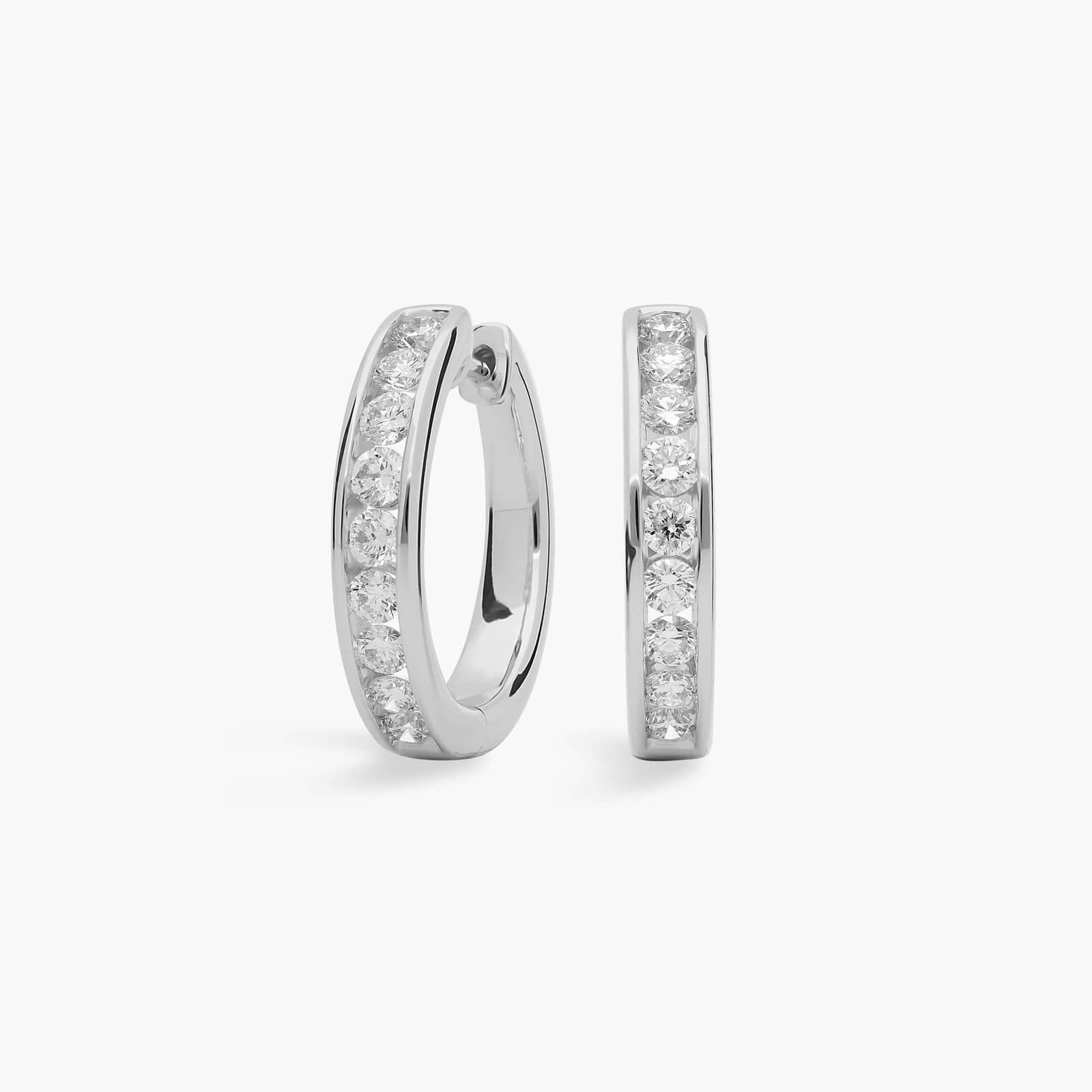 Lab Grown Diamond Channel Hoop Earrings in 14k White Gold (1 ct. tw.)