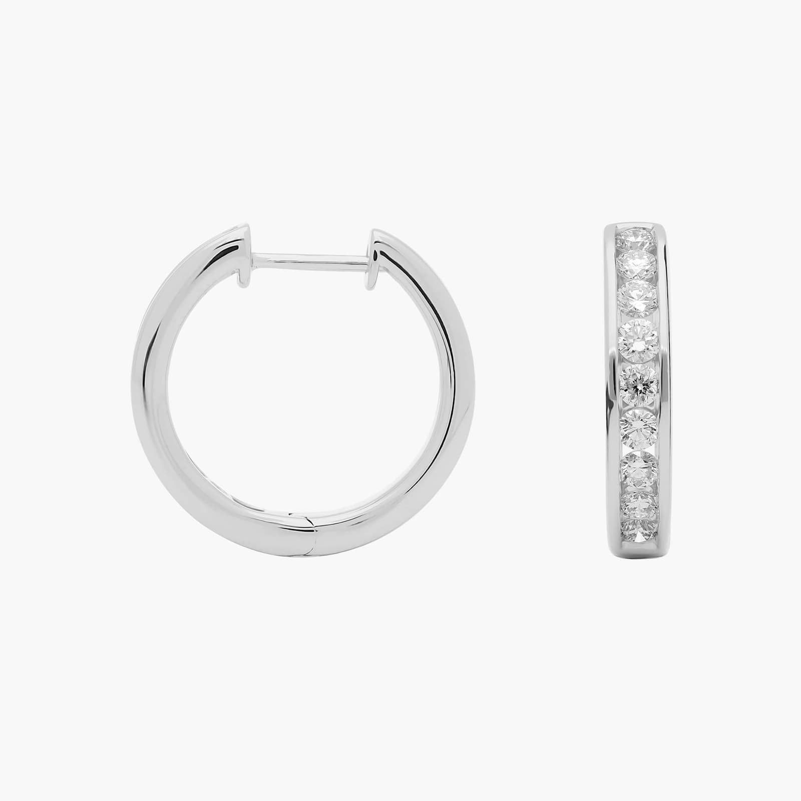 Lab Grown Diamond Channel Hoop Earrings in 14k White Gold (1 ct. tw.)