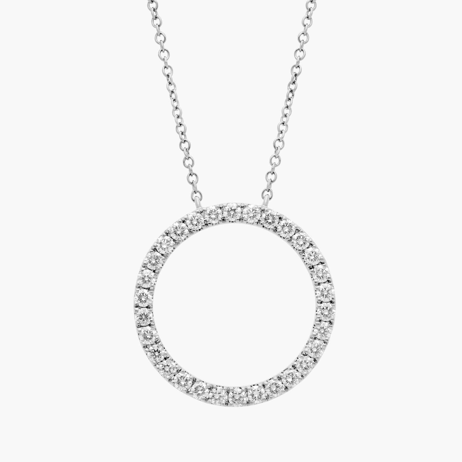 Riviera Pavé Diamond Circle Necklace in 14k White Gold (3/4 ct. tw.)