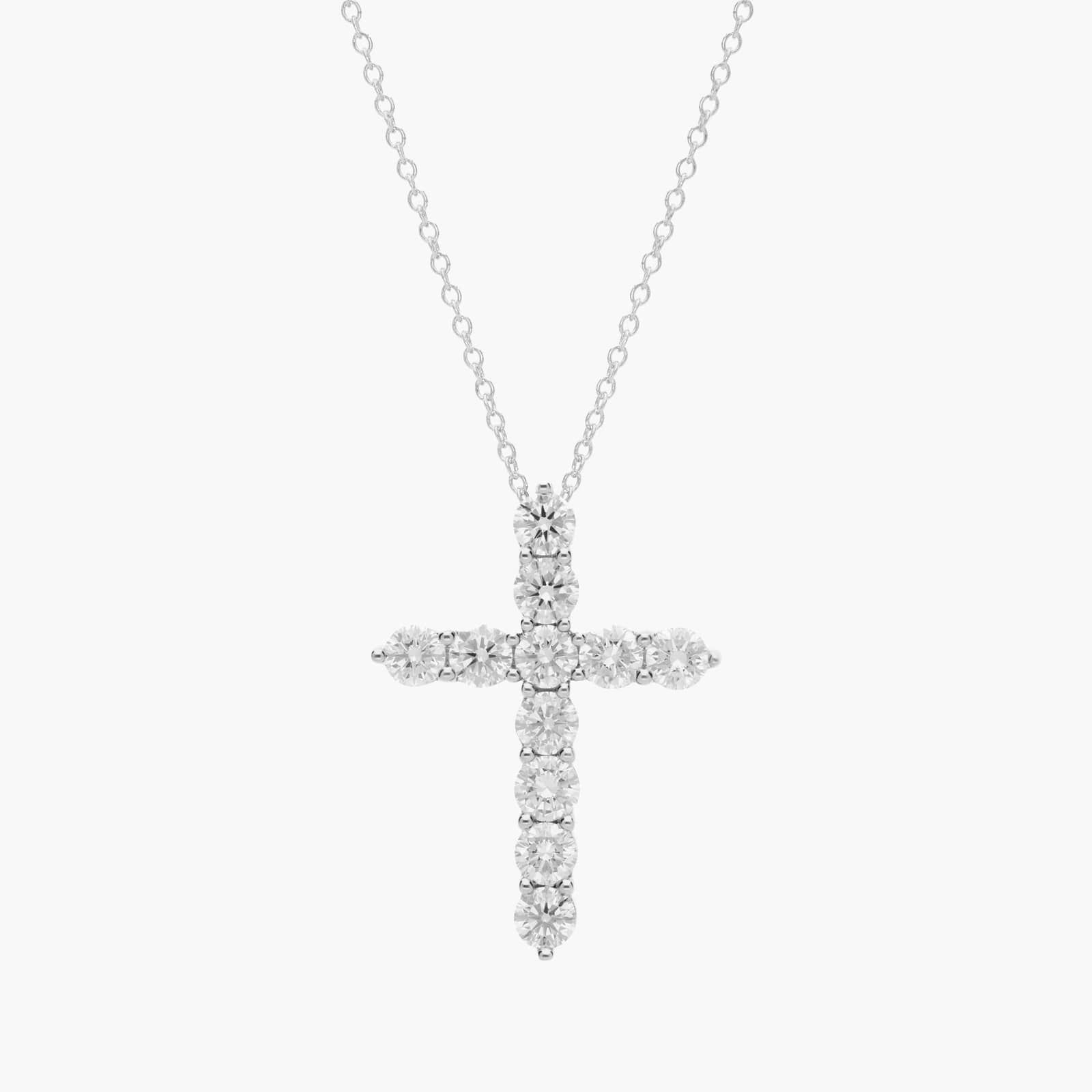 Lab Grown Diamond Cross Necklace in 14k White Gold (2 ct. tw.)