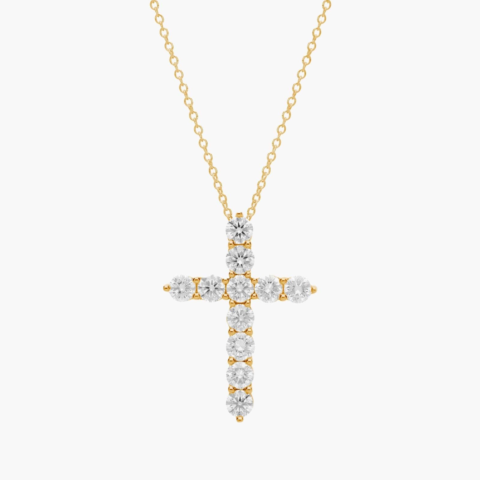 Lab Grown Diamond Cross Necklace in 14k Yellow Gold (2 ct. tw.)