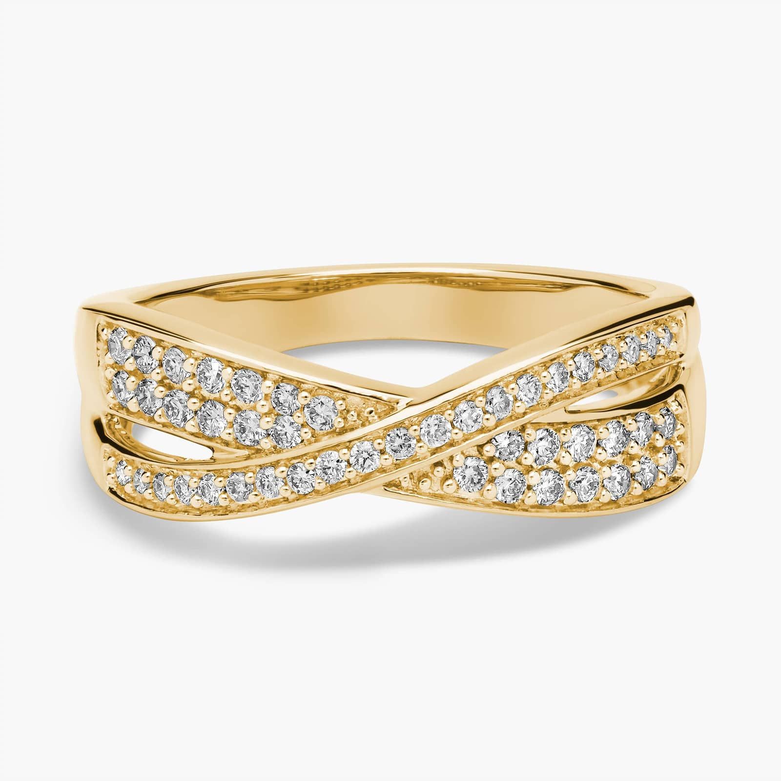Diamond Crossover Ring in 14k Yellow Gold (1/4 ct. tw.)
