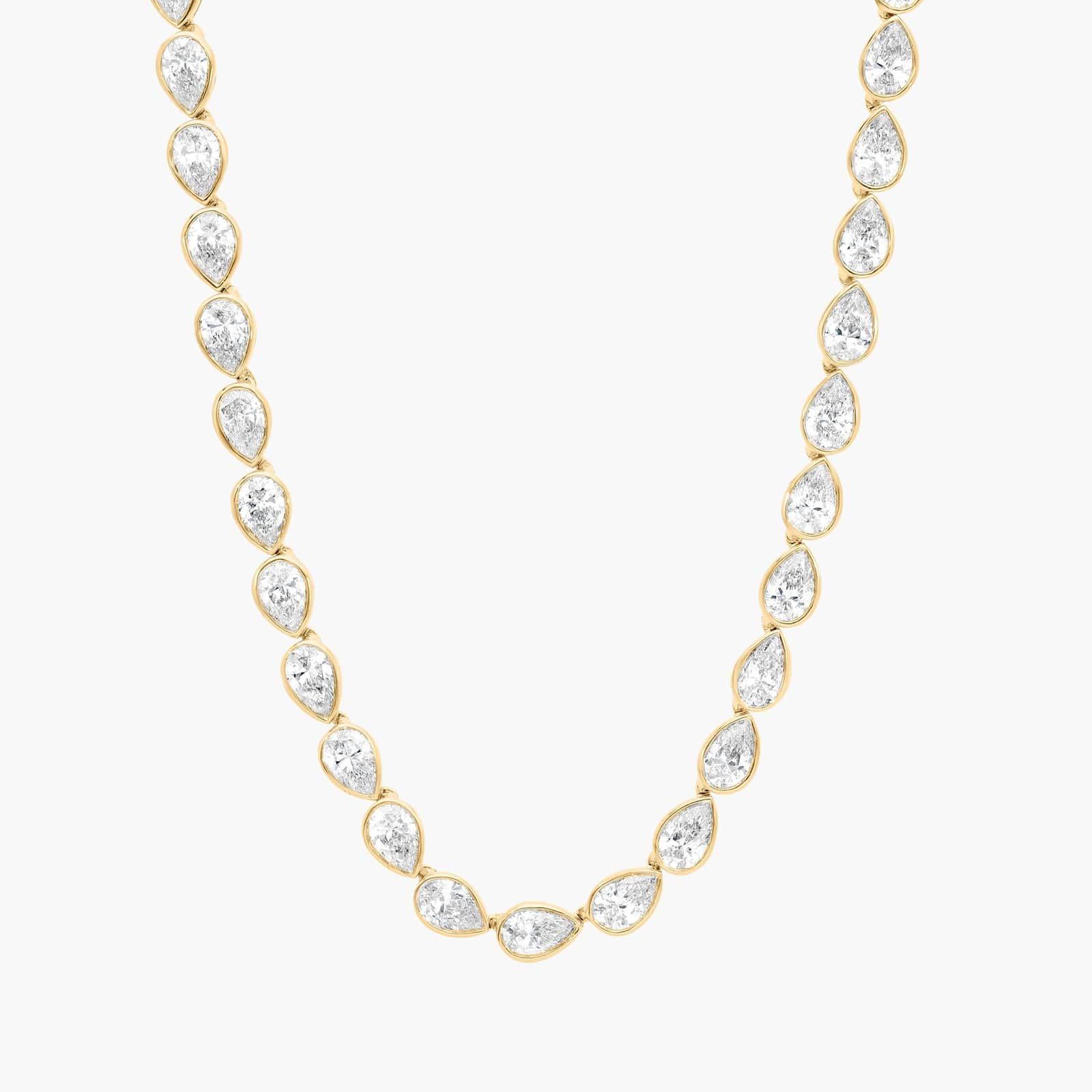 East-West Bezel Tennis Necklace With 20 CTW Pear Shaped Lab-Grown ...
