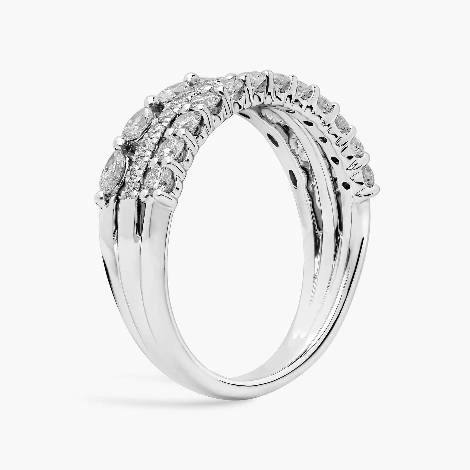 3 Row Stacking Ring in 18k White Gold (3/4 ct. tw.)