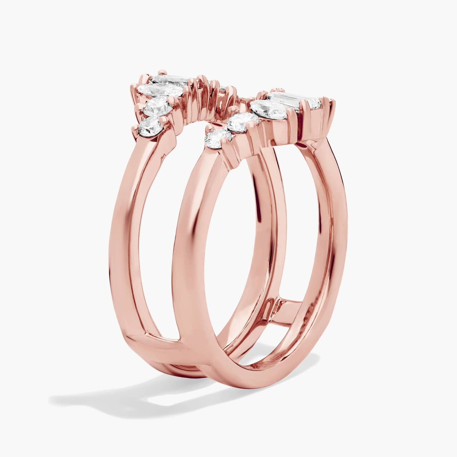 Round and Baguette Diamond Insert Ring in 14K Rose Gold (5/8 Ct. Tw.)
