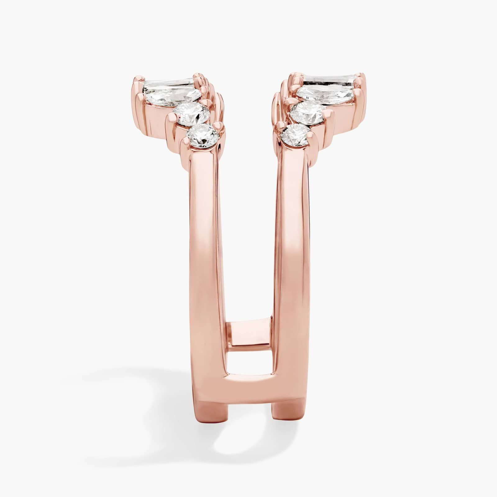 Round and Baguette Diamond Insert Ring in 14K Rose Gold (5/8 Ct. Tw.)