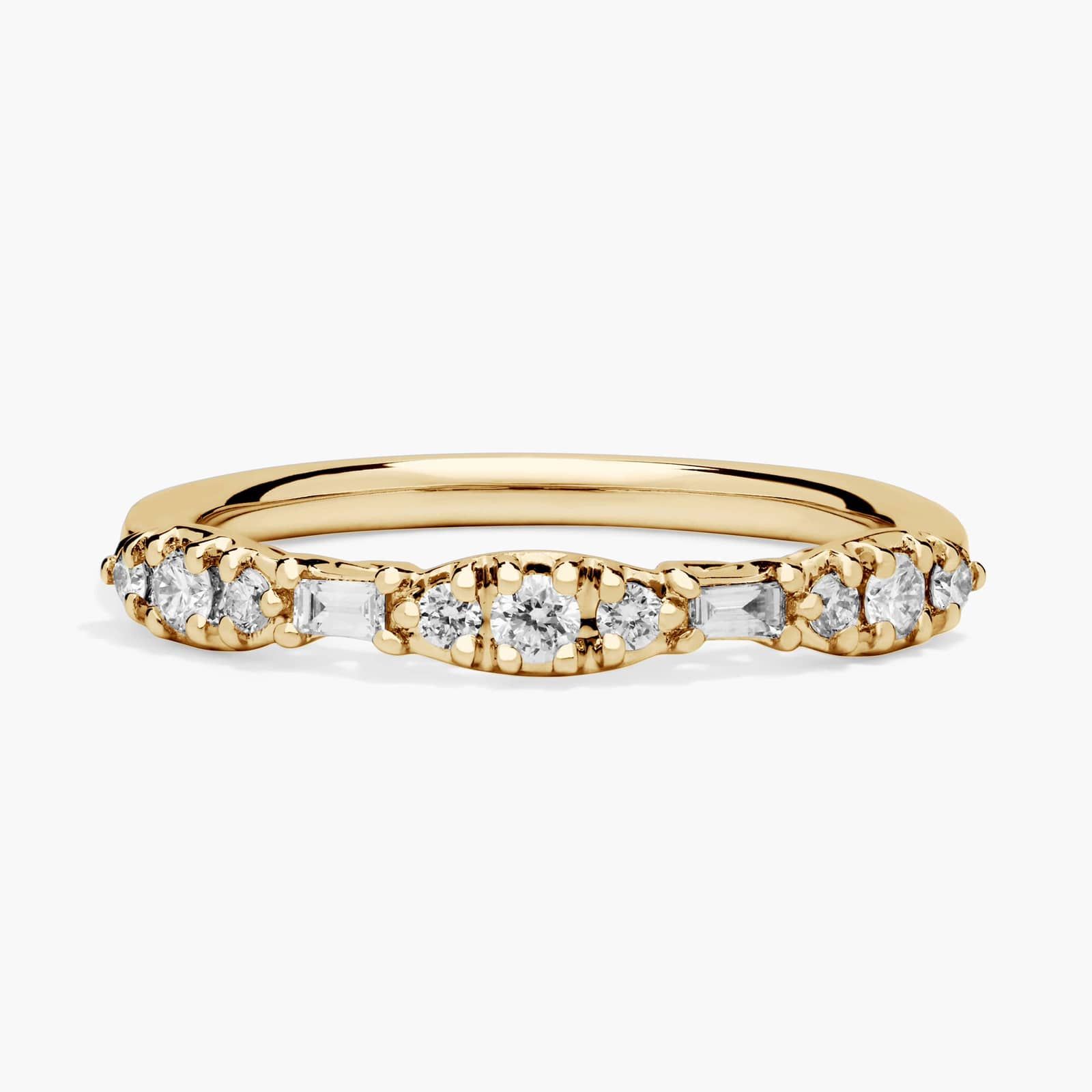 Round and Baguette Composite Diamond Ring in 18K Yellow Gold (1/4 Ct. Tw.)