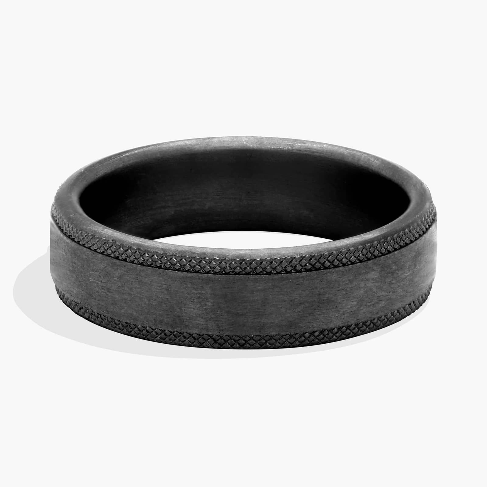 Satin Finish and Knurled Edge Wedding Ring in Tantalum